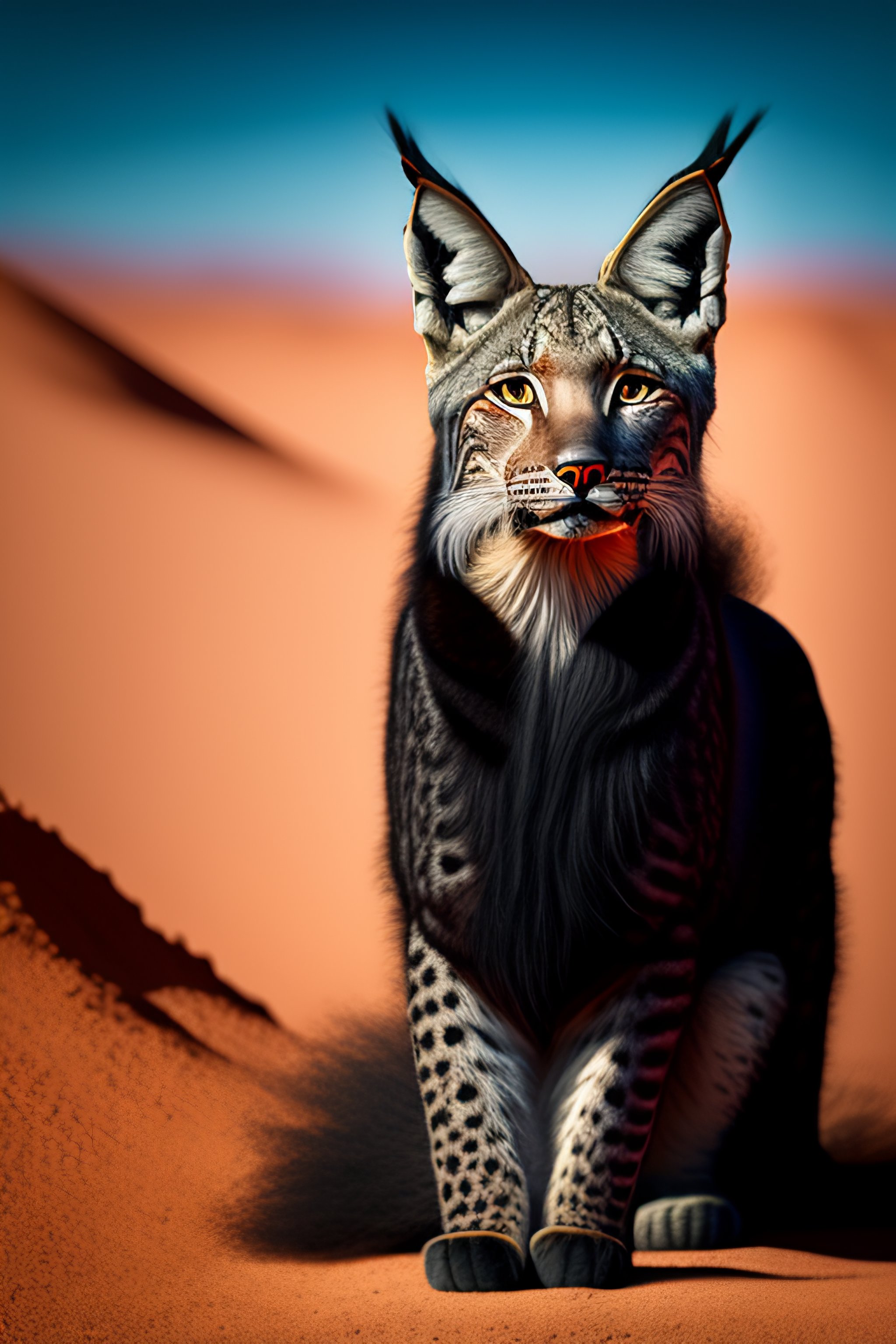 Lexica - Human-like black lynx, completely covered in short black fur ...