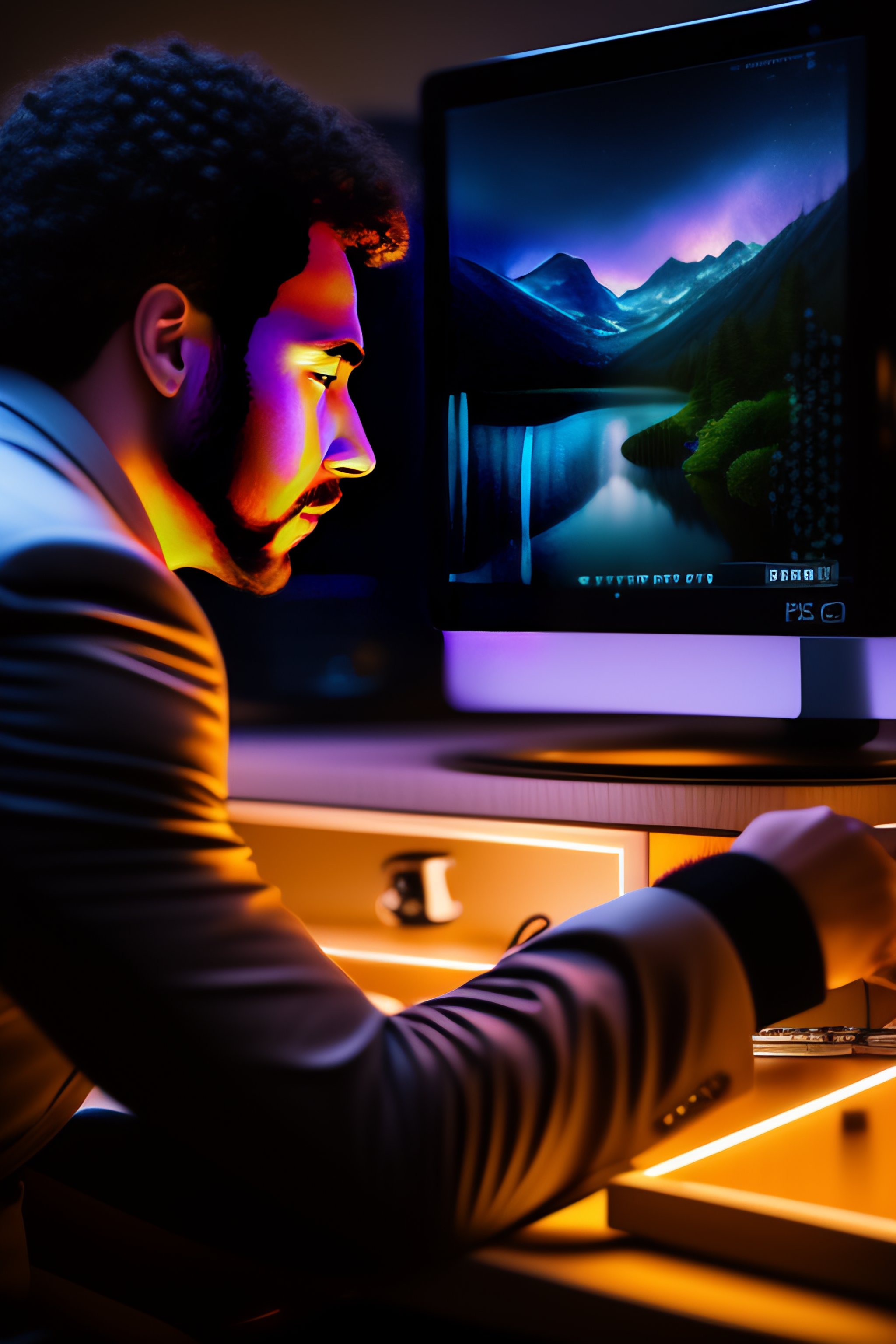 Lexica - A person is sitting at the computer and doing prompt ...