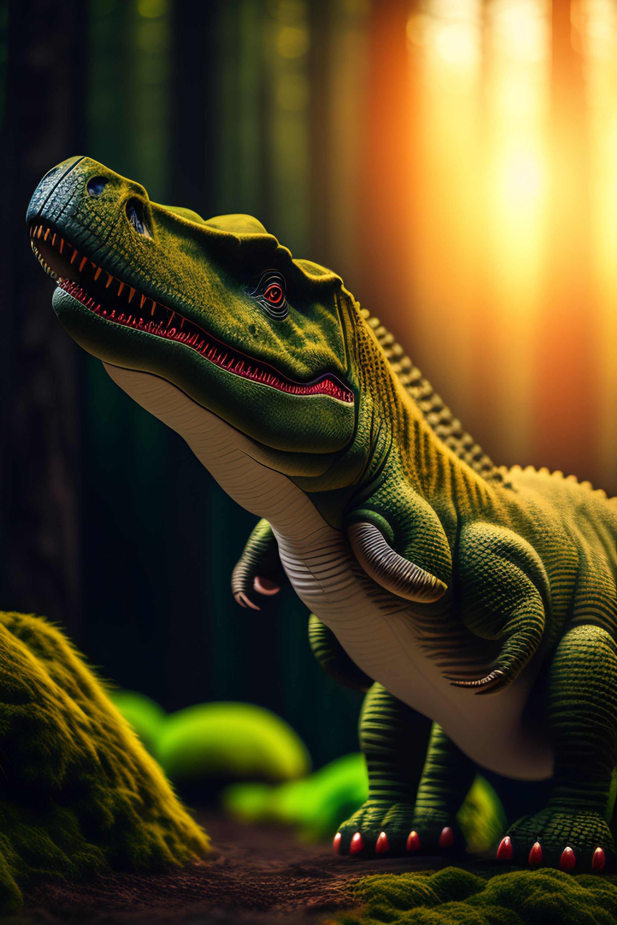 Lexica - A stuffed T-rex in a realistic forest with defocused ...