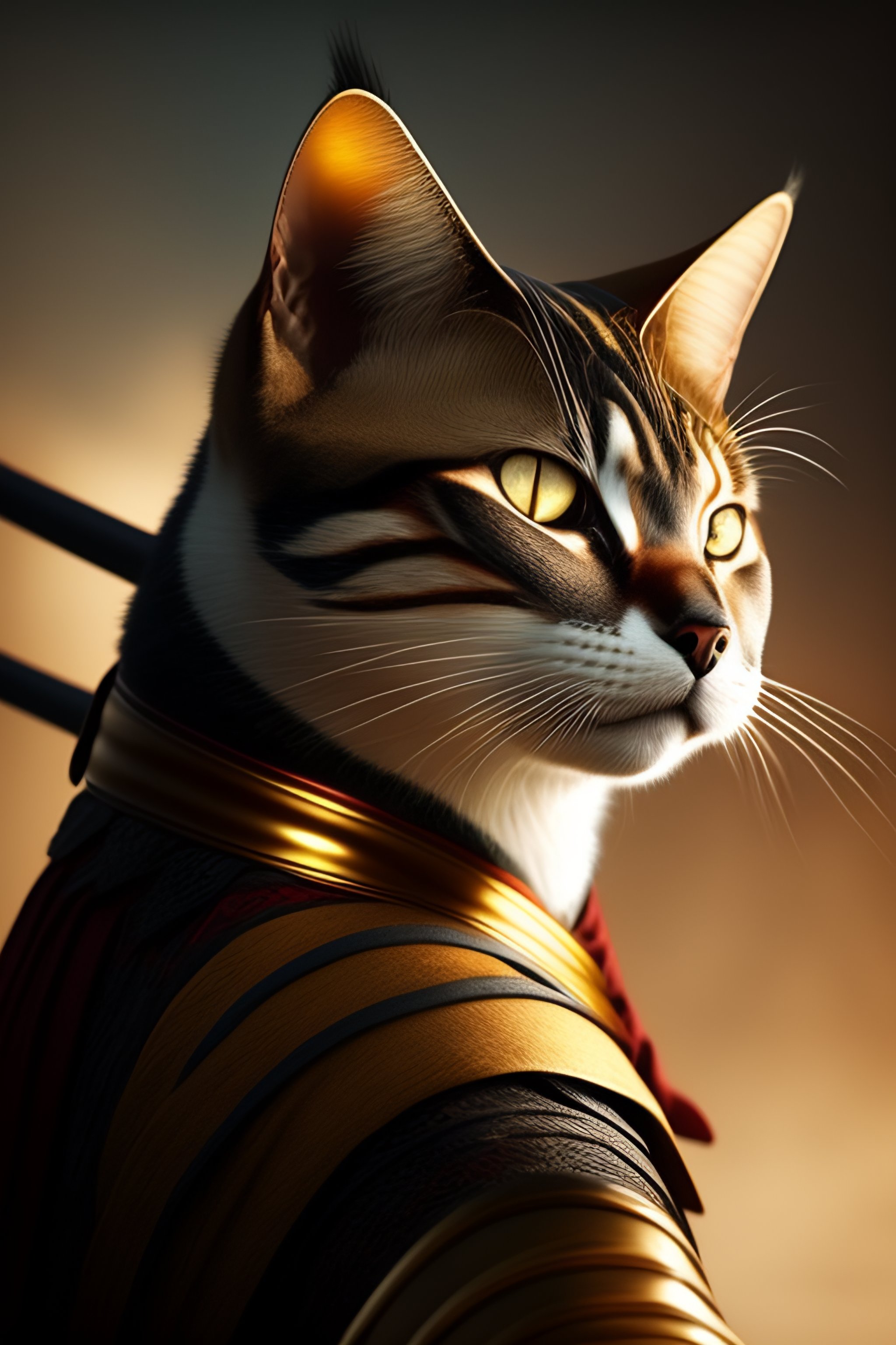 Lexica - Samurai angry cat ready to fight with katana.