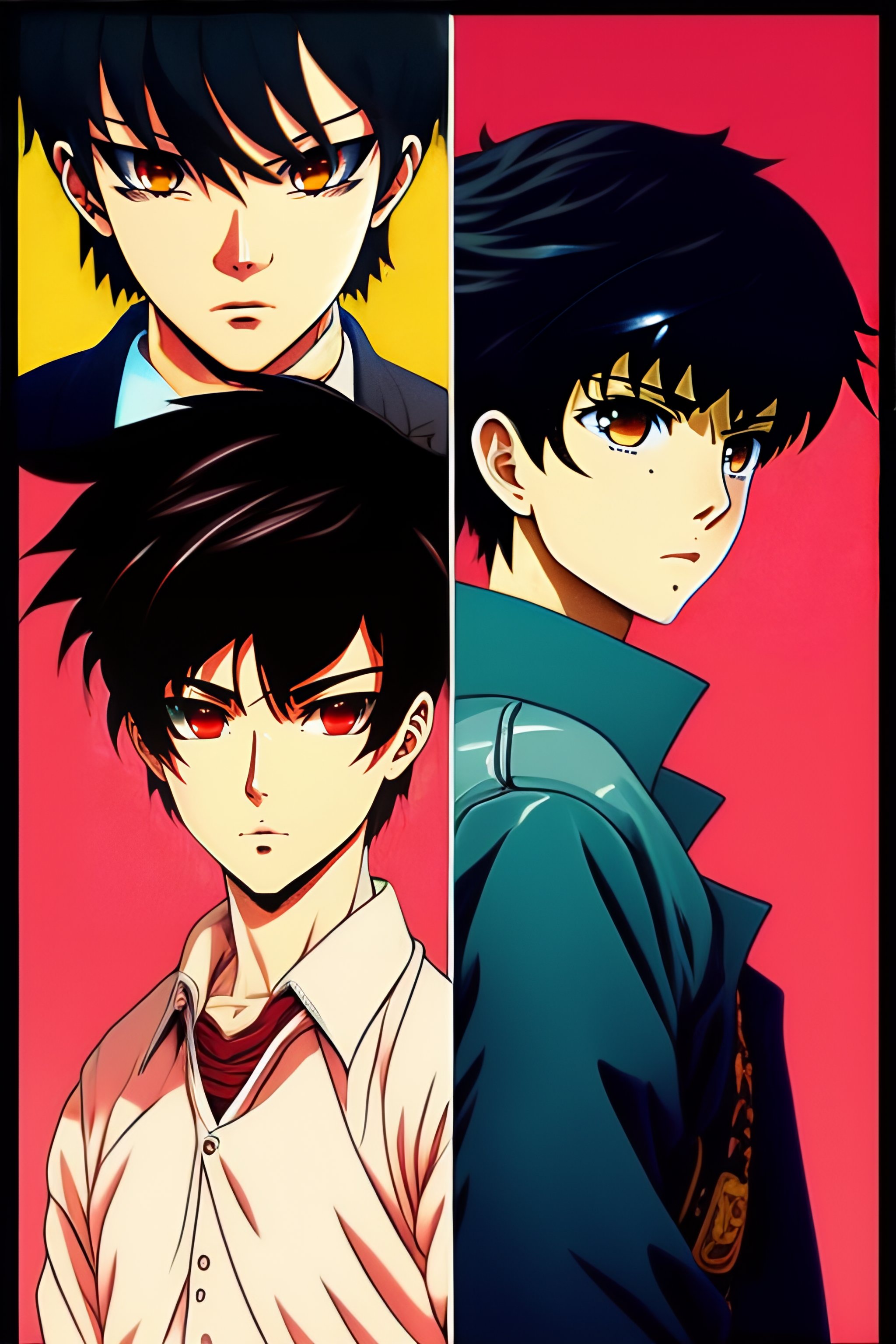 Lexica - Emo man with black eyes in the style of 90's vintage anime ...