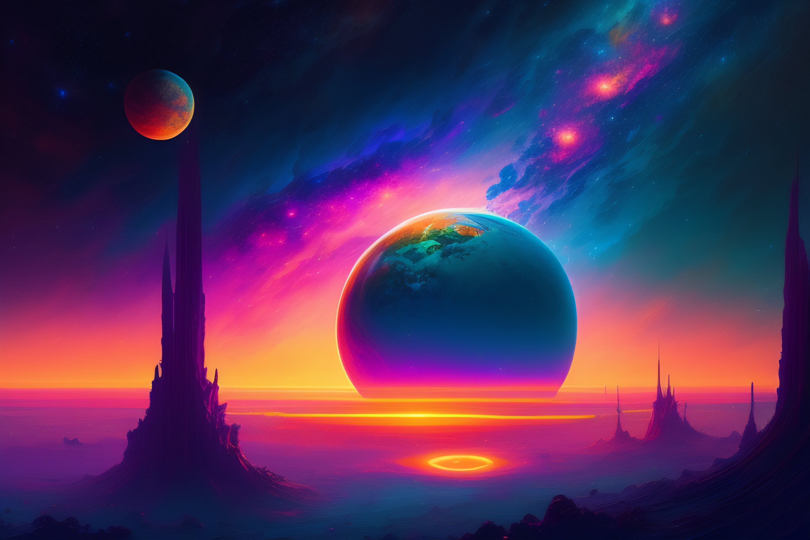 Lexica - Cosmos orbit world within a world milky way, highly saturated ...