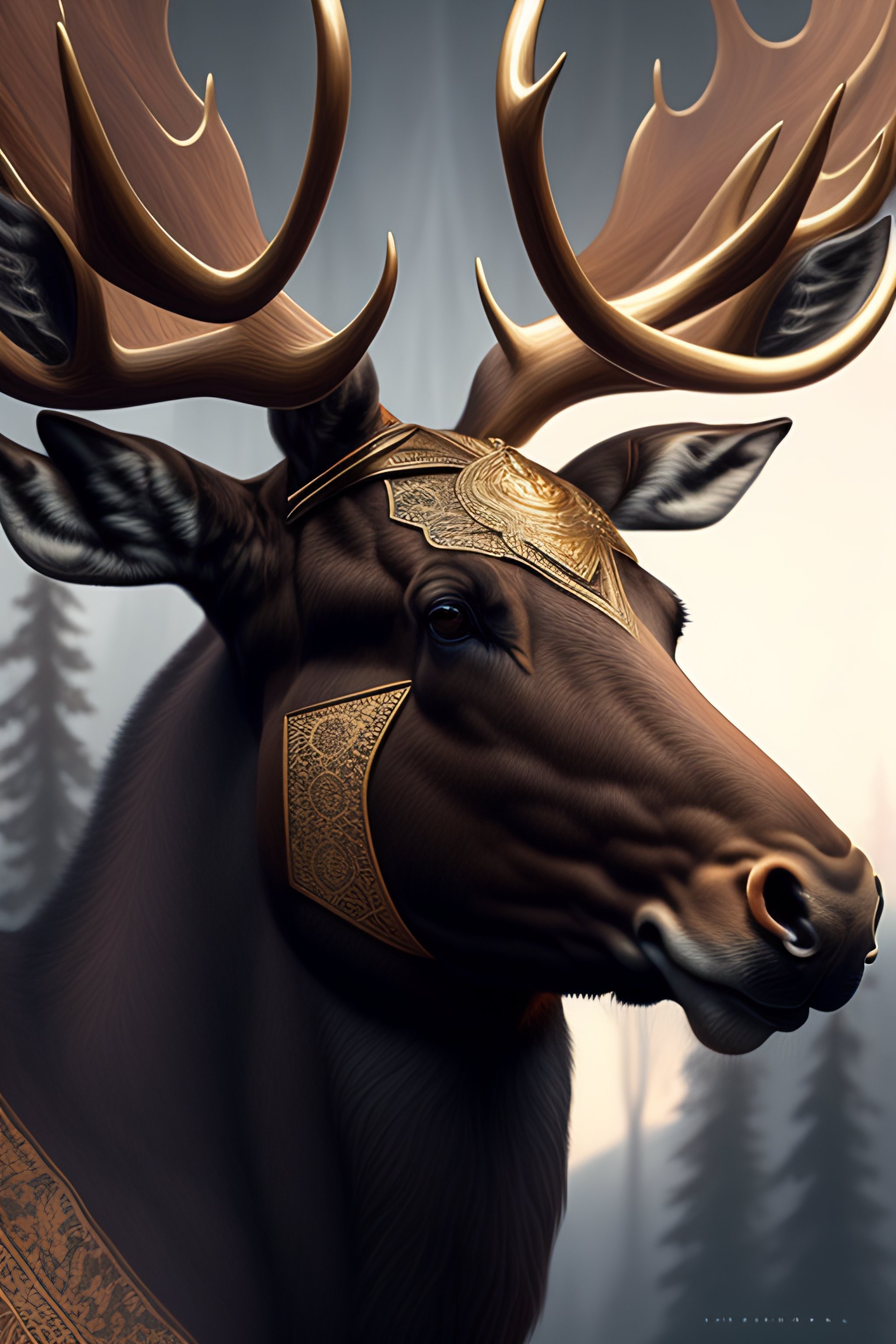 Lexica - Geometric moose with antlers, intricate, elegant, highly ...