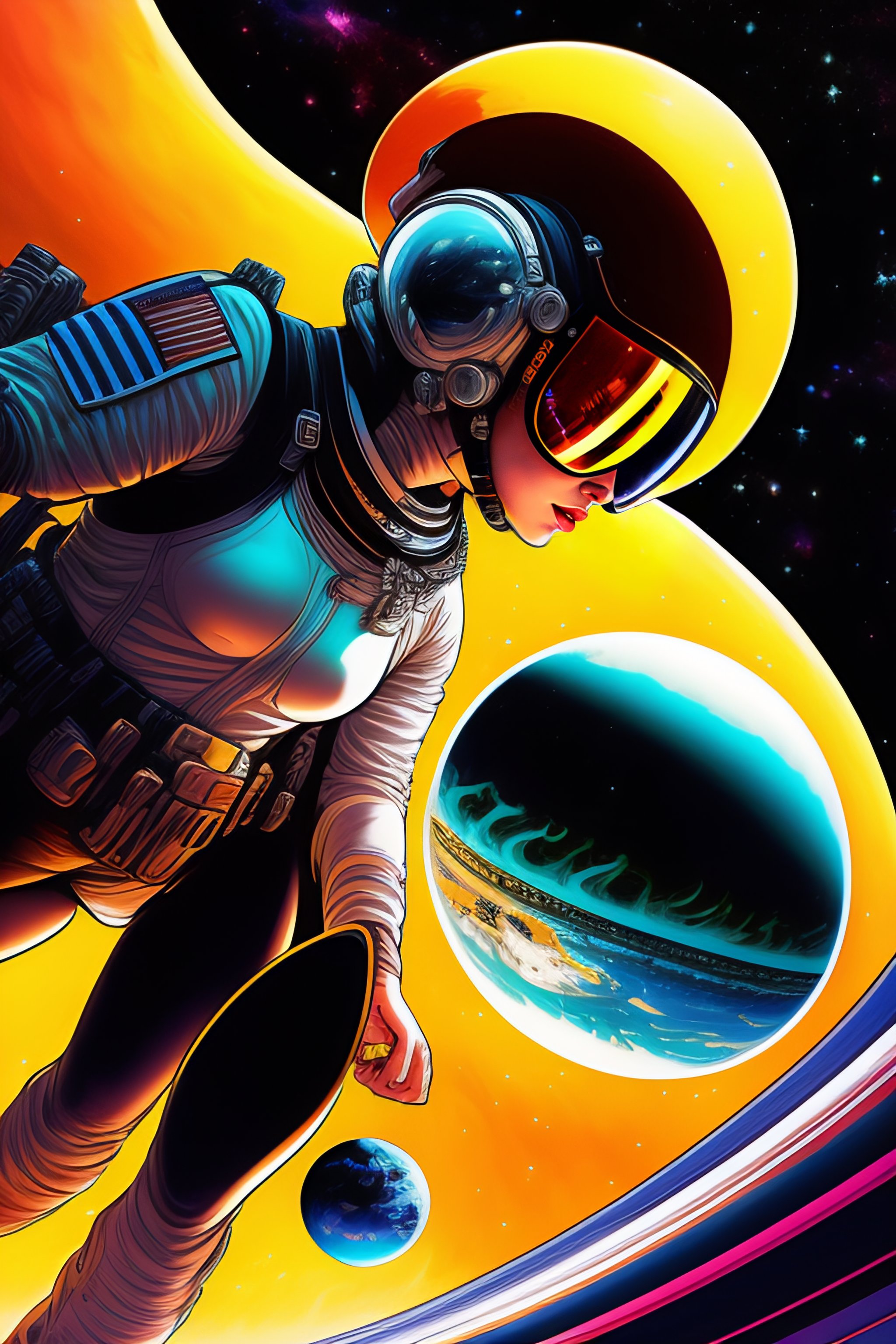Lexica - Astronaut comic art. Comic book cover art. Photorealistic ink ...