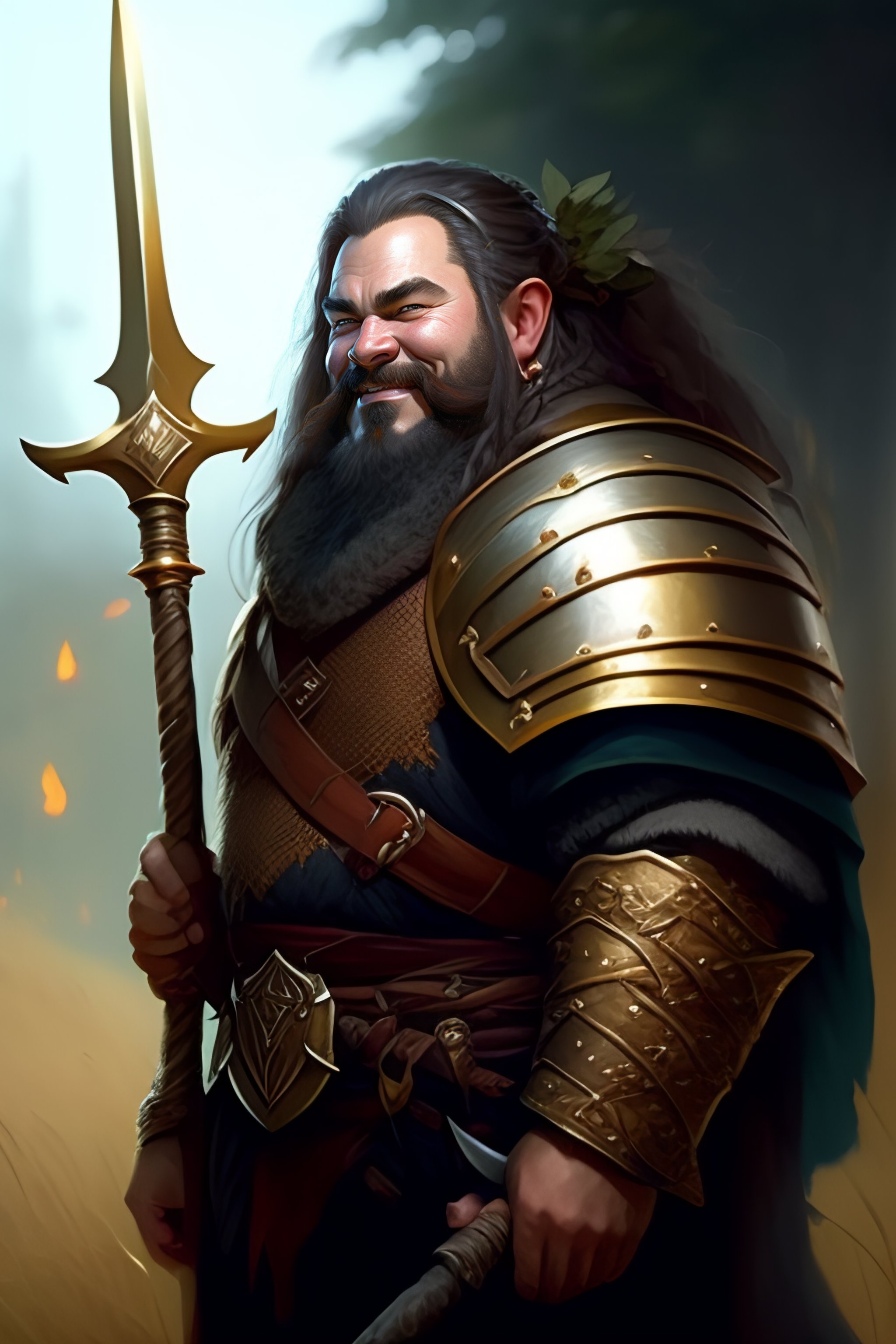 Lexica - Portrait of a happy dwarf paladin with orcish axe and rusty ...