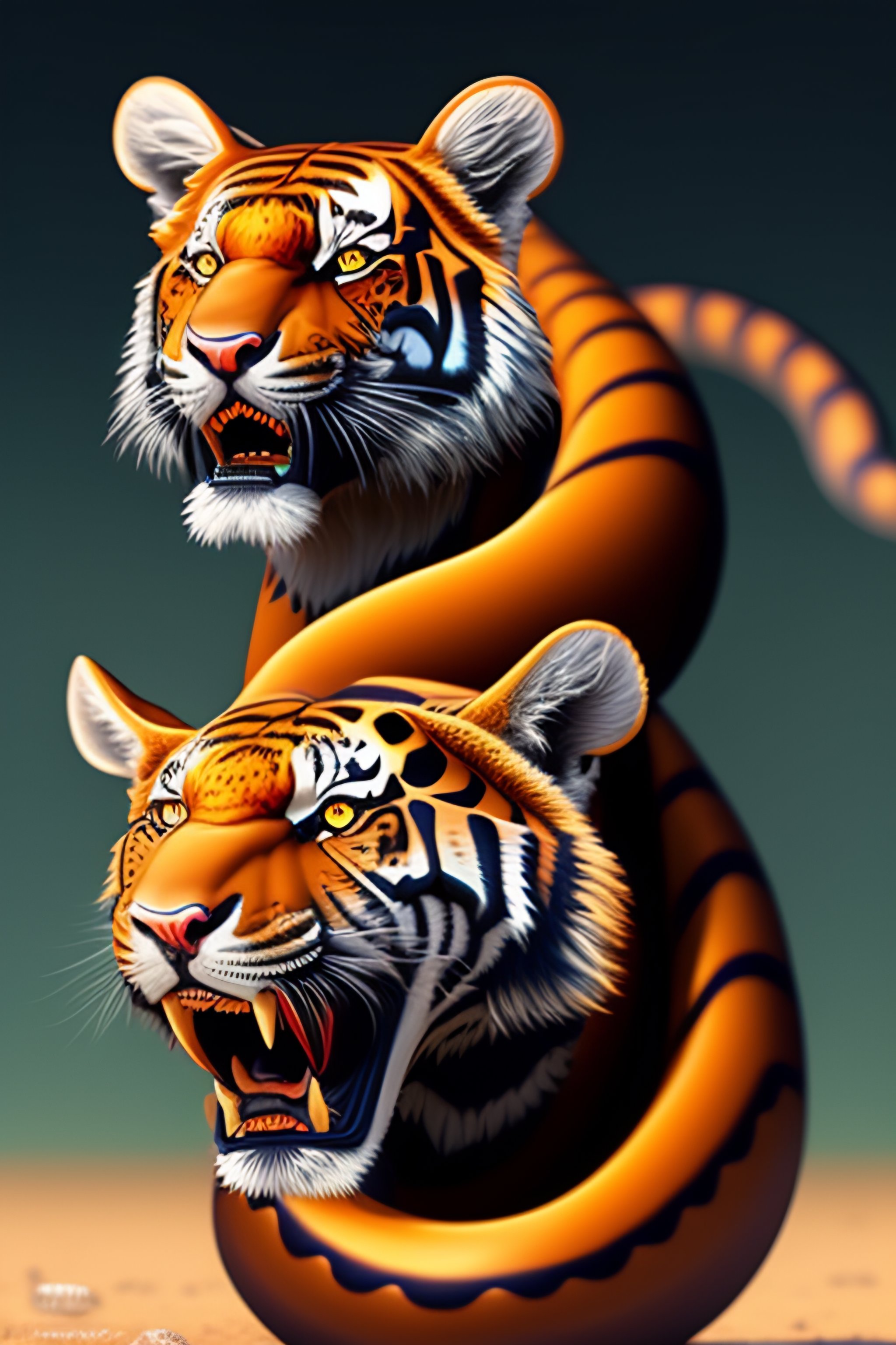 Lexica - A hybrid of tiger and legendary snake ghibli style