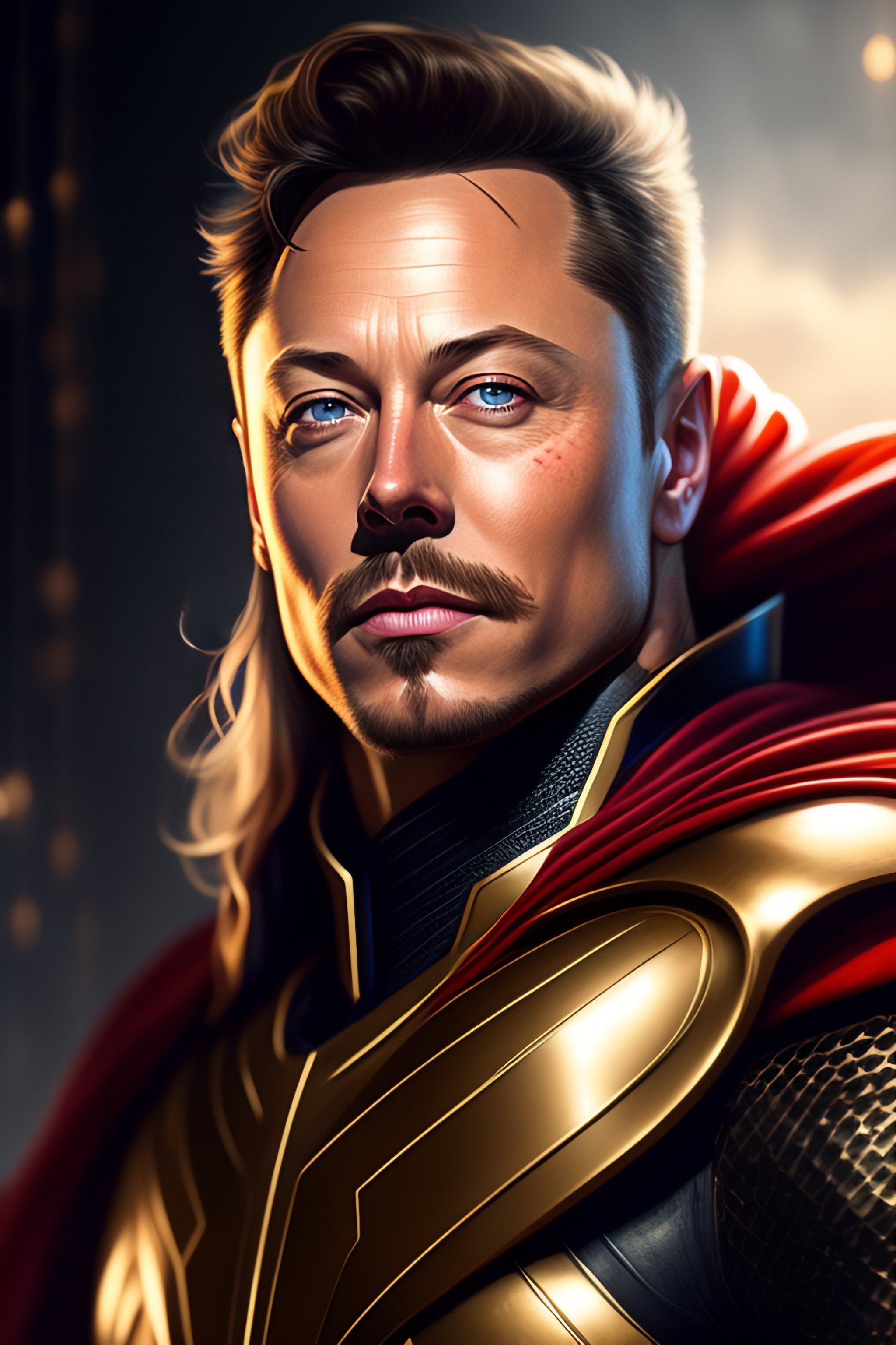 Lexica - Elon musk as thor, realistic portrait, symmetrical, highly ...
