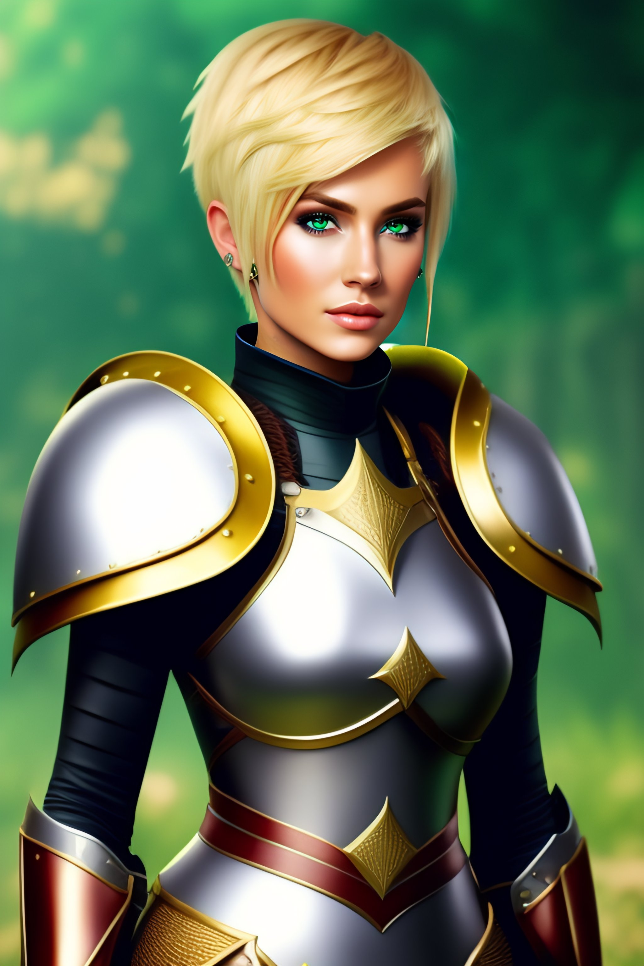 Lexica - Young adult female, leather armour. blonde hair, pixie cut ...