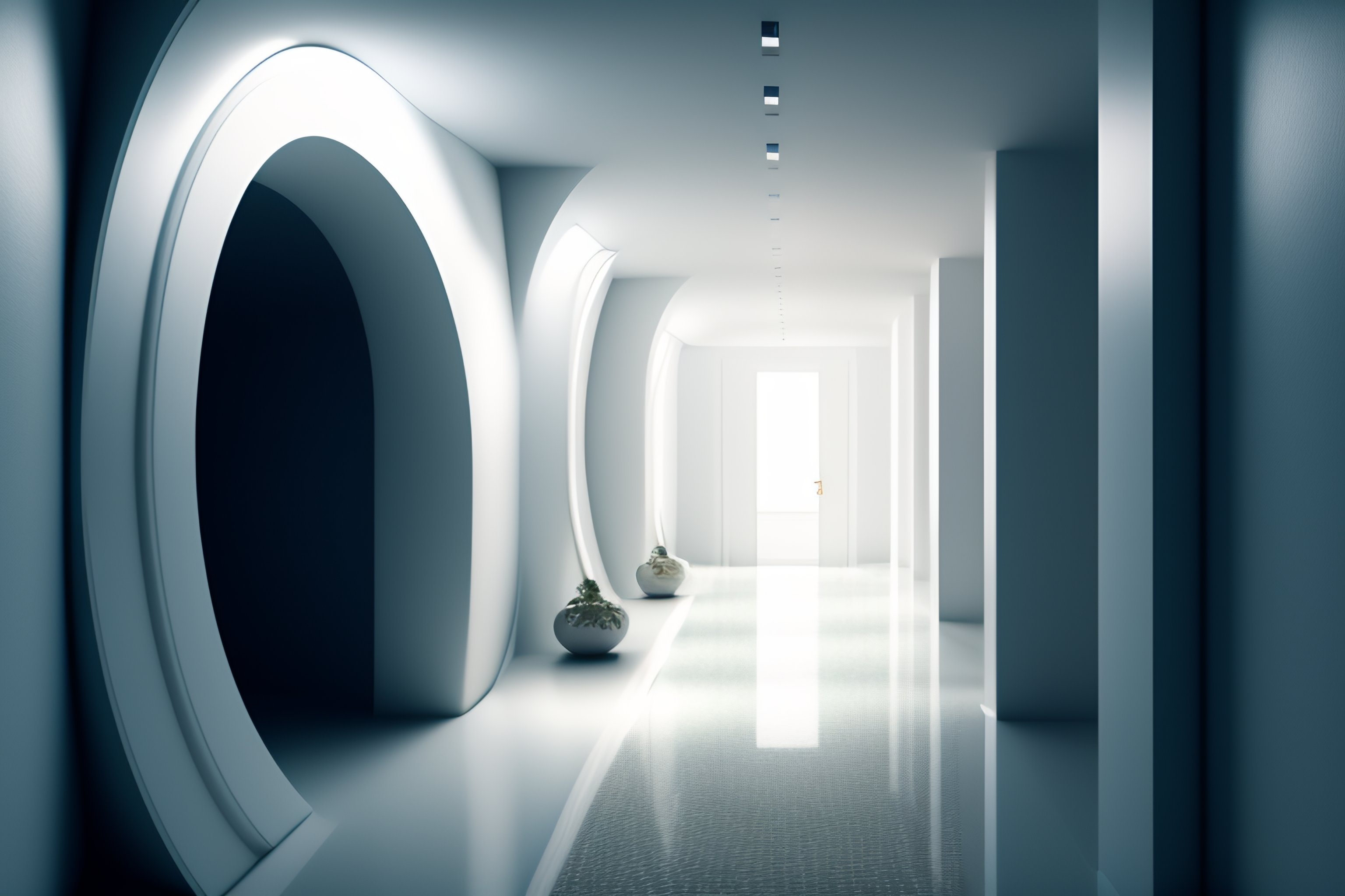 Lexica - An underground pool that leads into a curved hallway, all ...