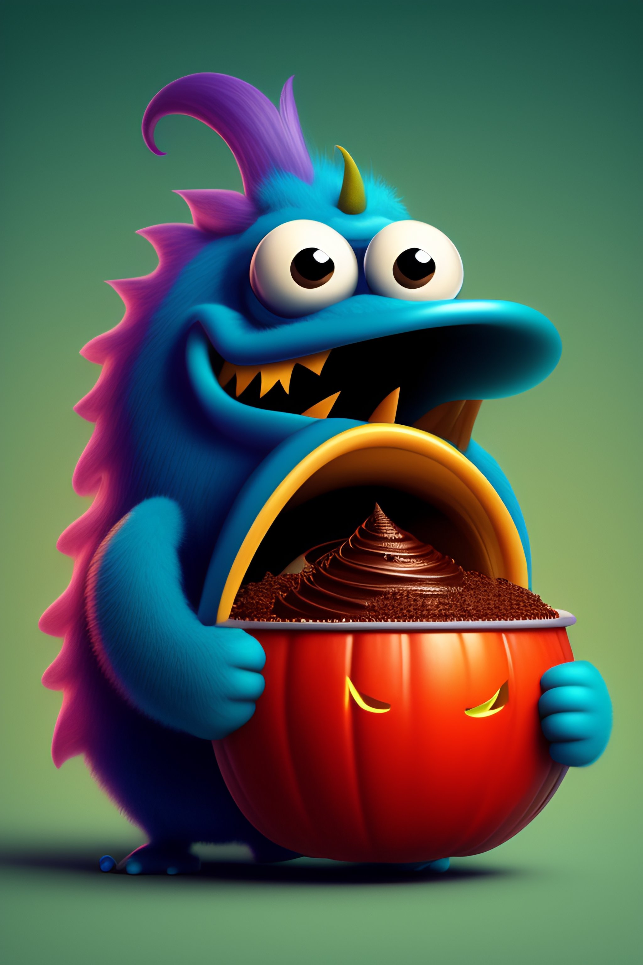 Lexica - Cartoon monster hallowen eating chocolate