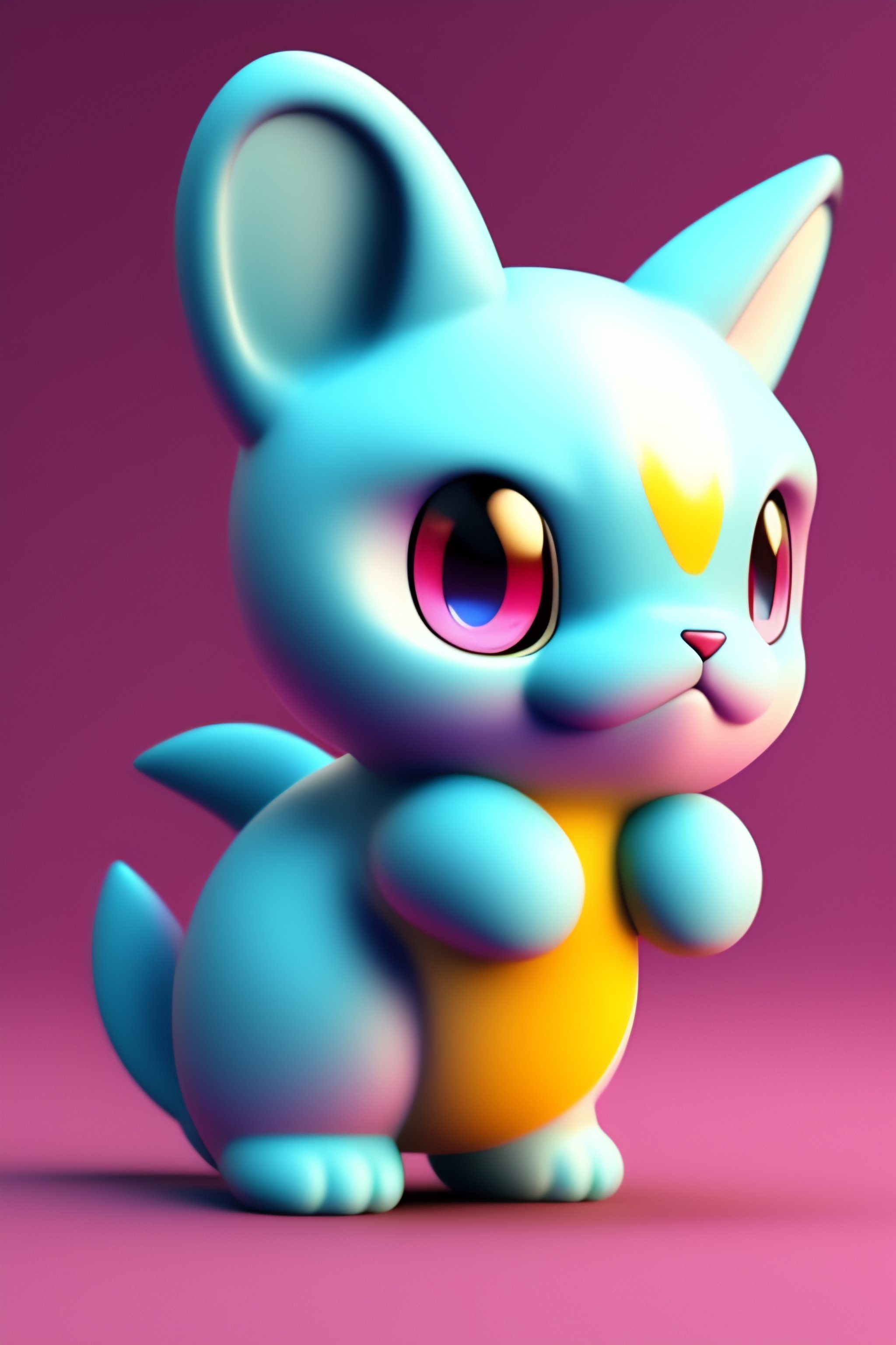 Lexica - Cute 3d render simple cartoon of toy art mew pokemon