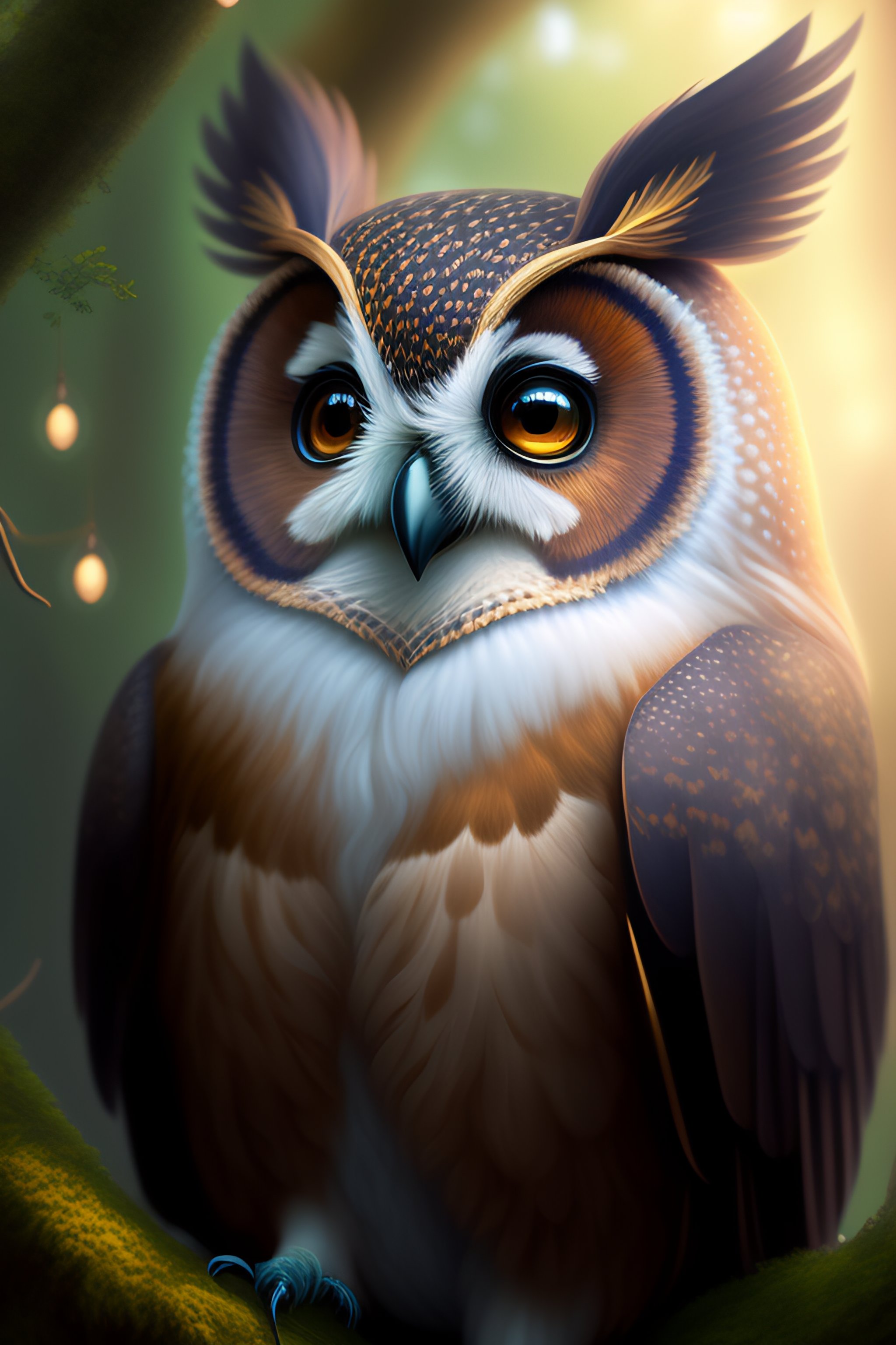 Lexica - A cute owl in the dreamy forest, fantasy, dreamlike, 8 k ...