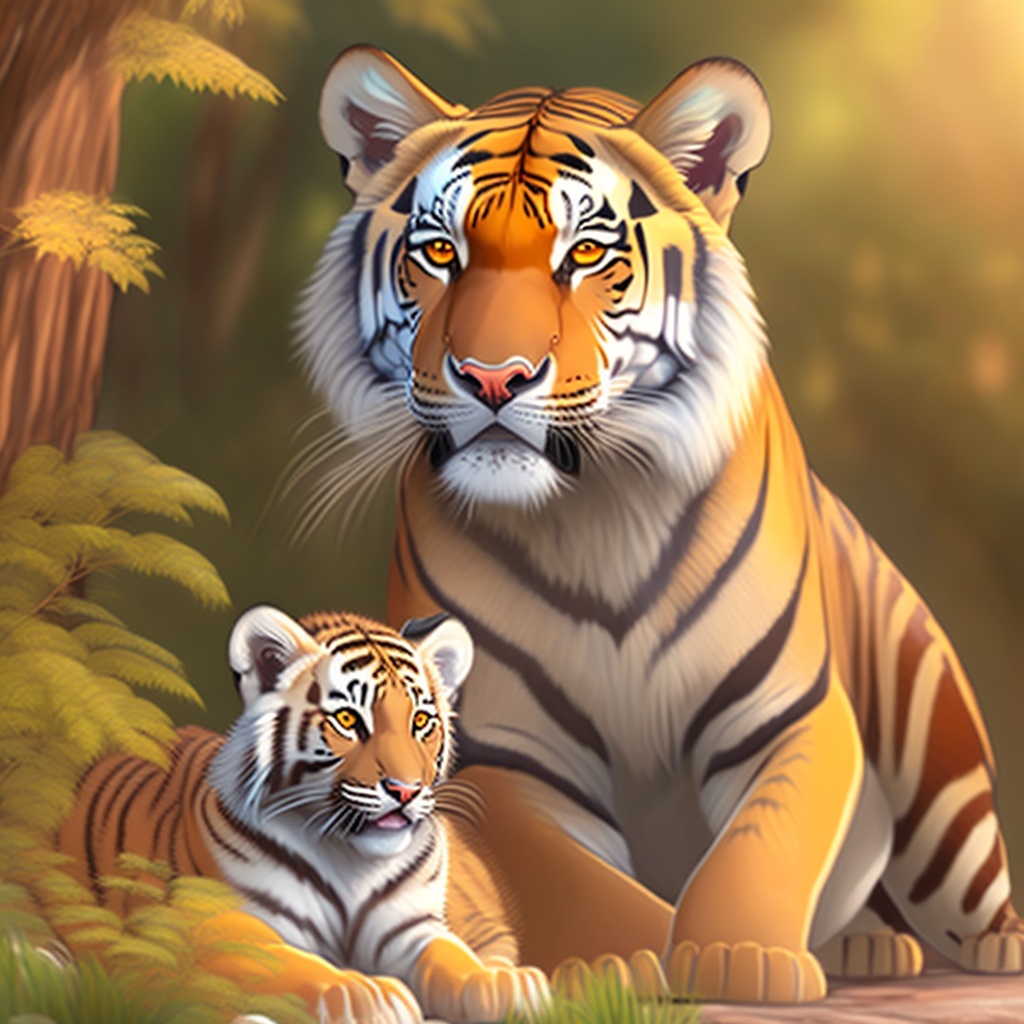 Lexica - A magnificent tiger named Raja was preparing to give birth to ...