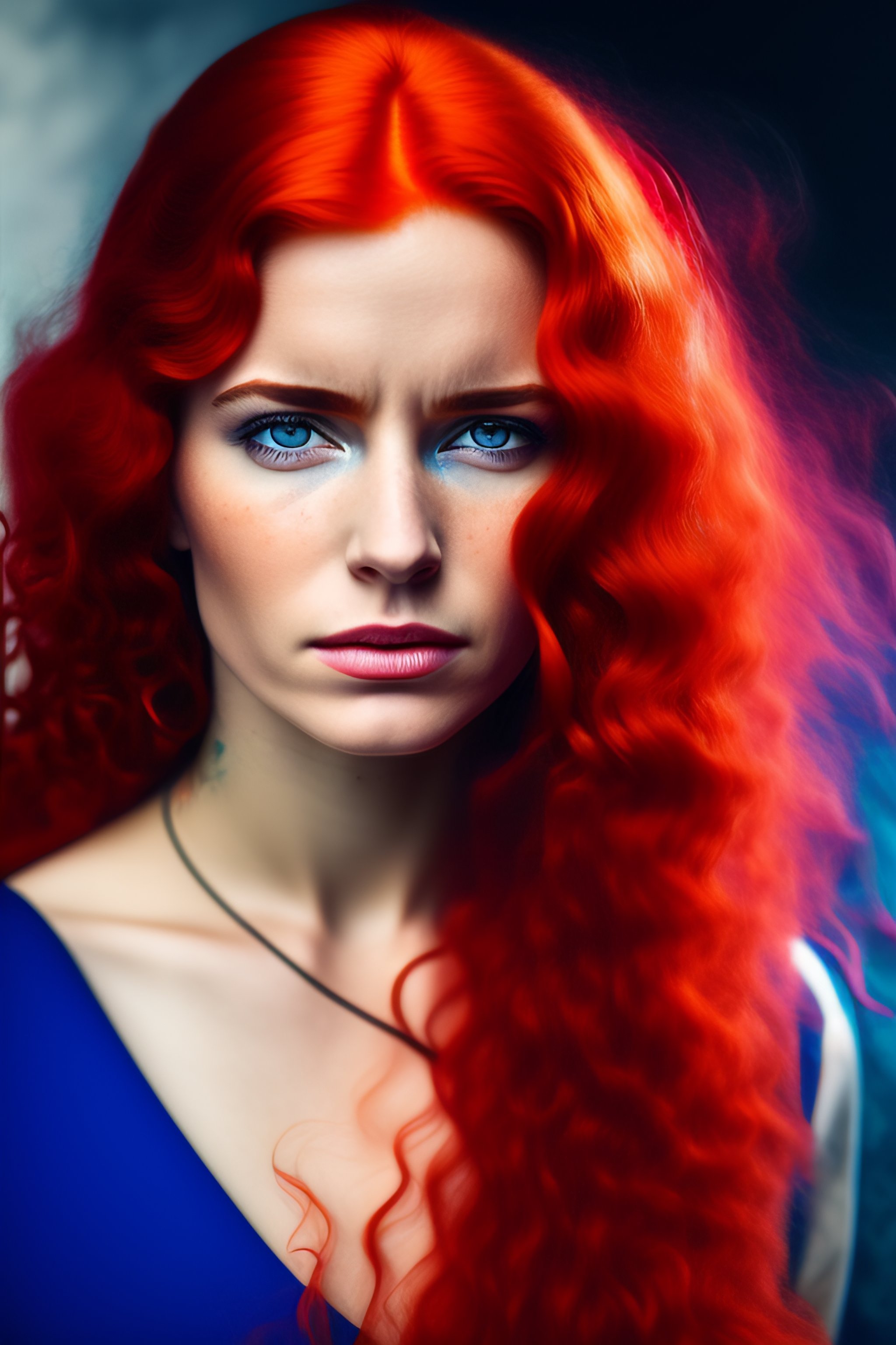 Lexica - Realistic photography, red hair young artistic woman crying ...
