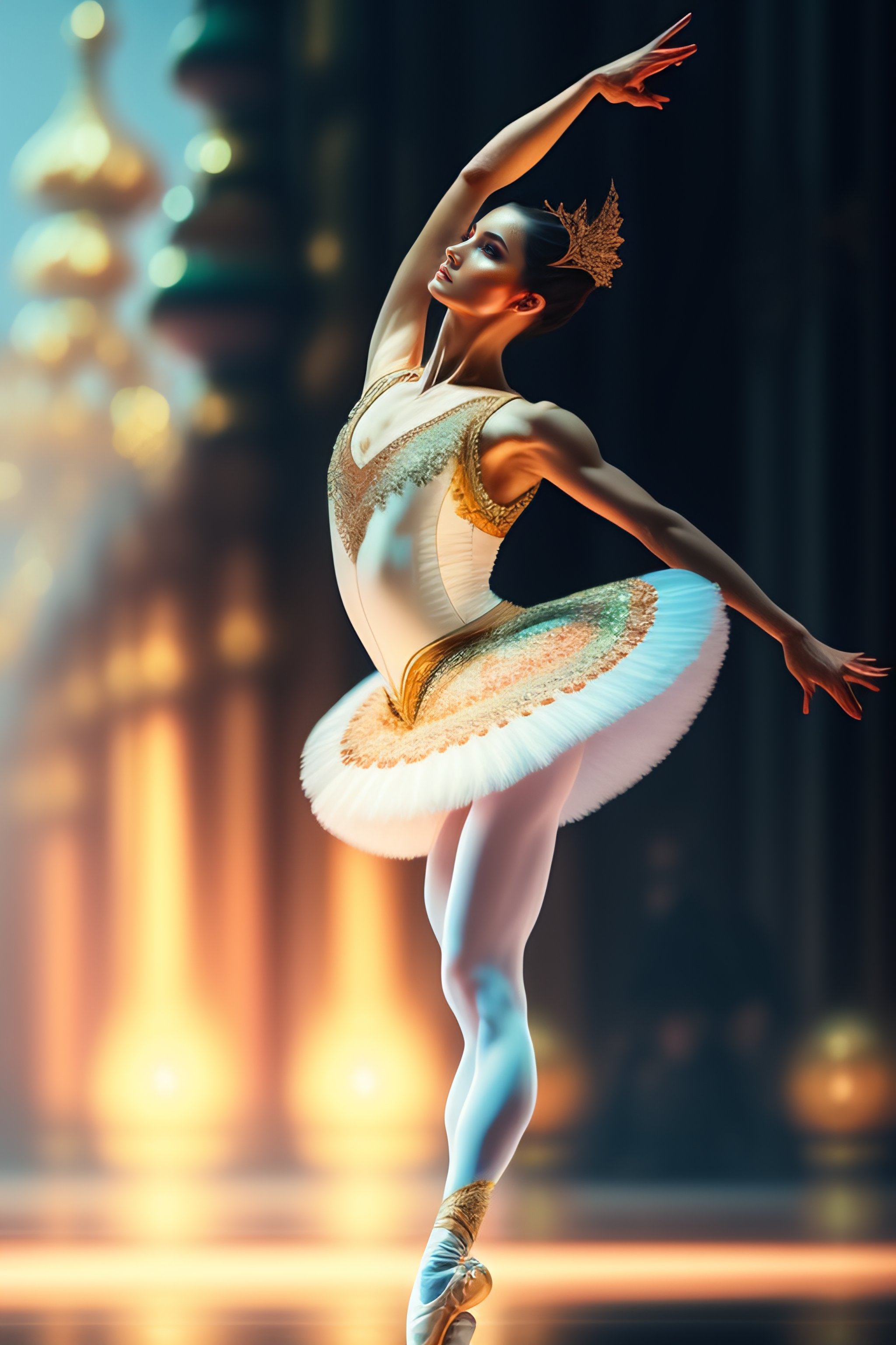 Lexica - Russian ballet dancer woman alone on a big stage, lot of ...