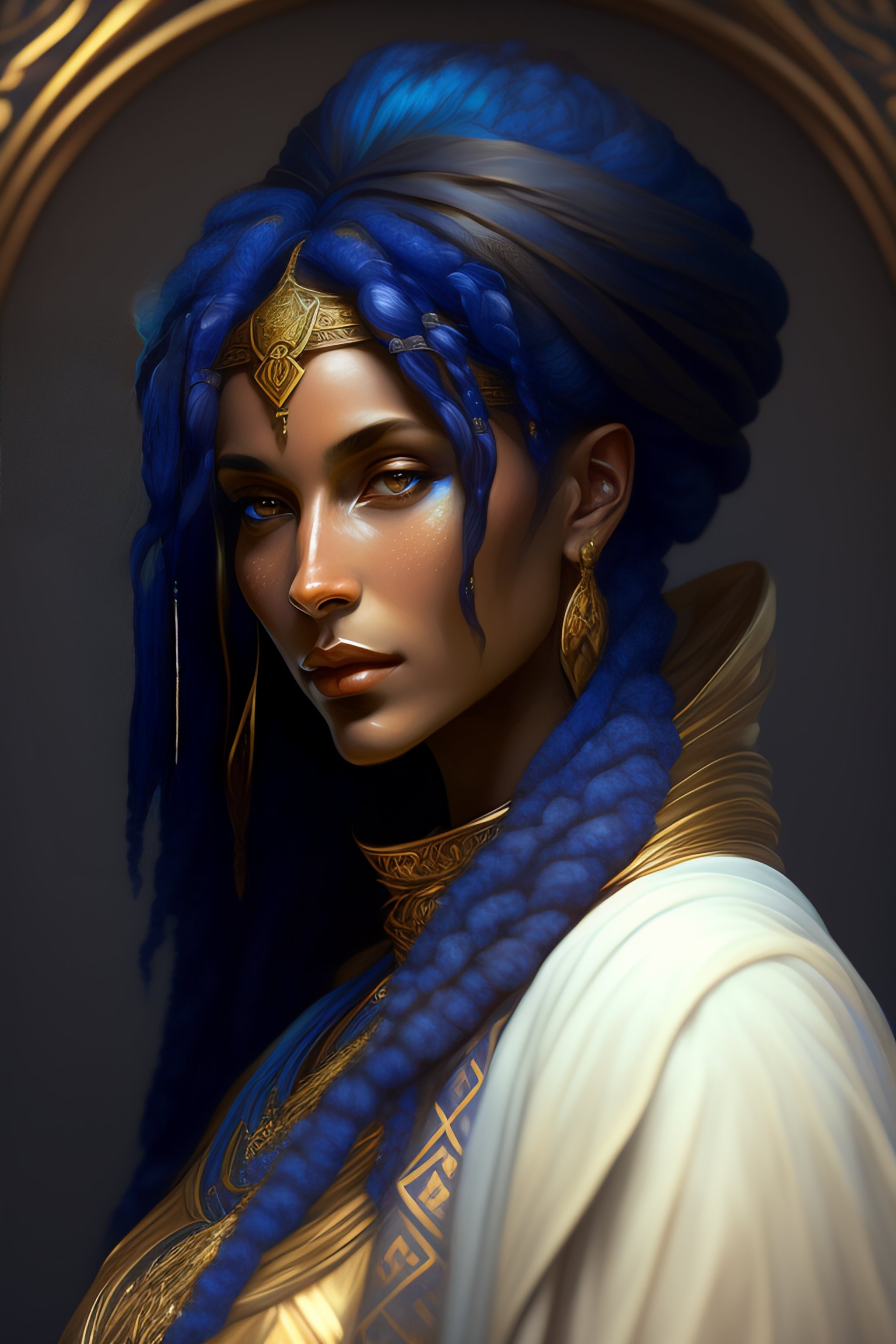 Lexica - Wide angle, blue skin genasi with a square jaw from d & d ...