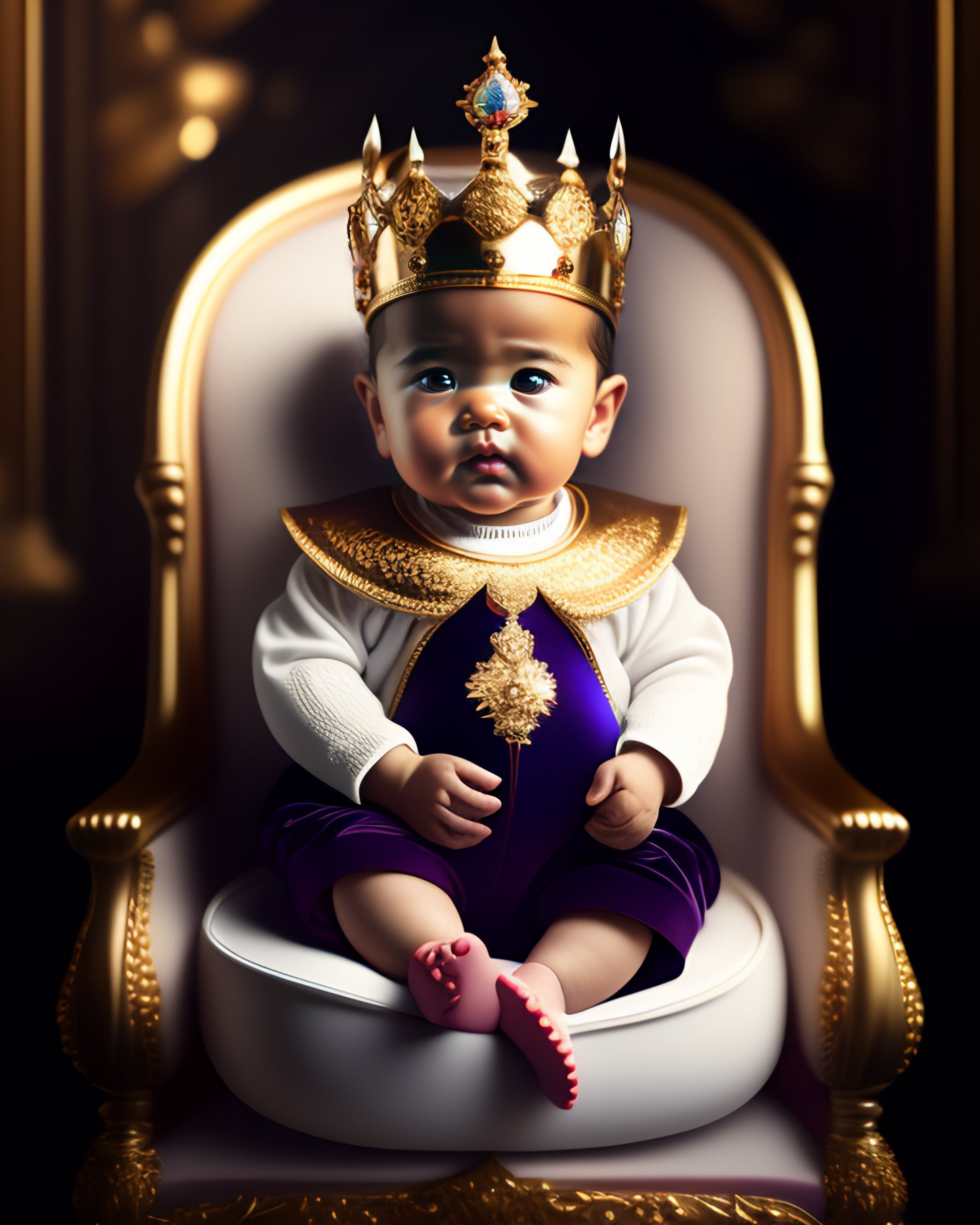 Lexica - A portrait of baby as a king with crown and royal clothing ...