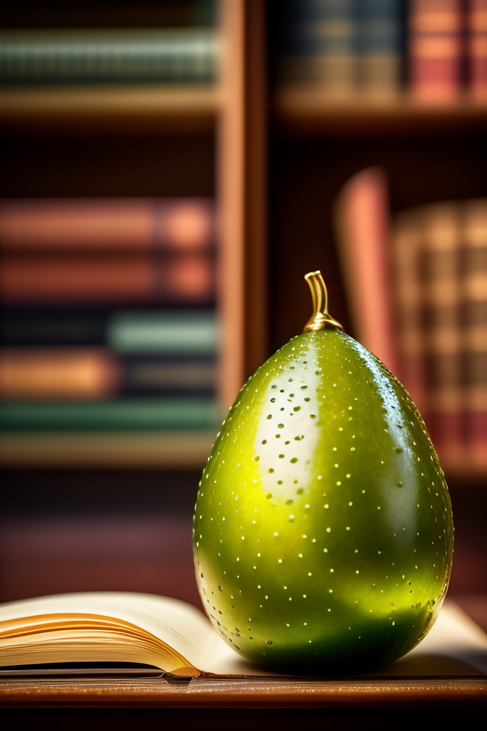 Lexica - Portrait of a pickle in a library