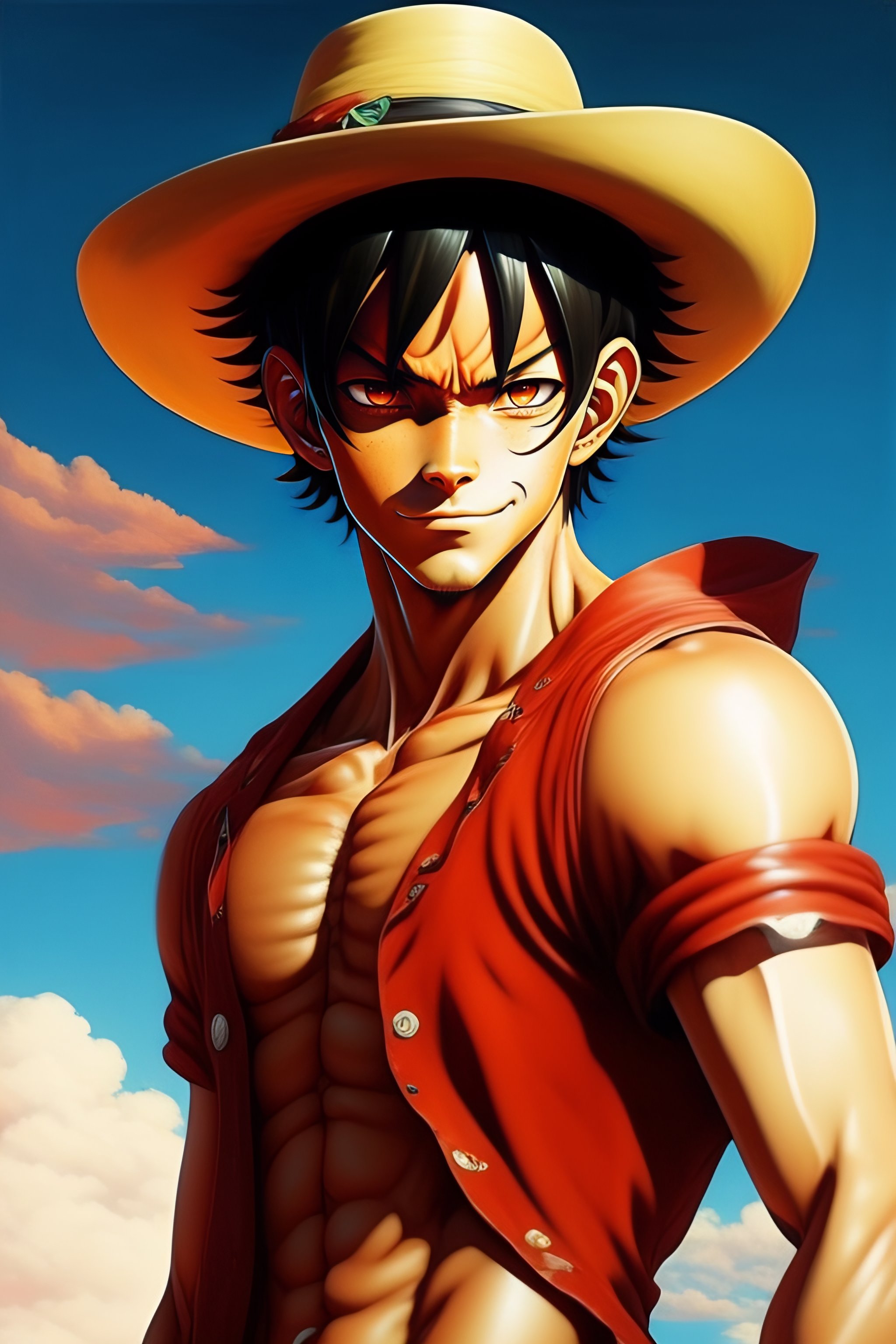 Lexica - Monkey D. Luffy, oil painting, highly detailed, by Ilya Kuvshinov