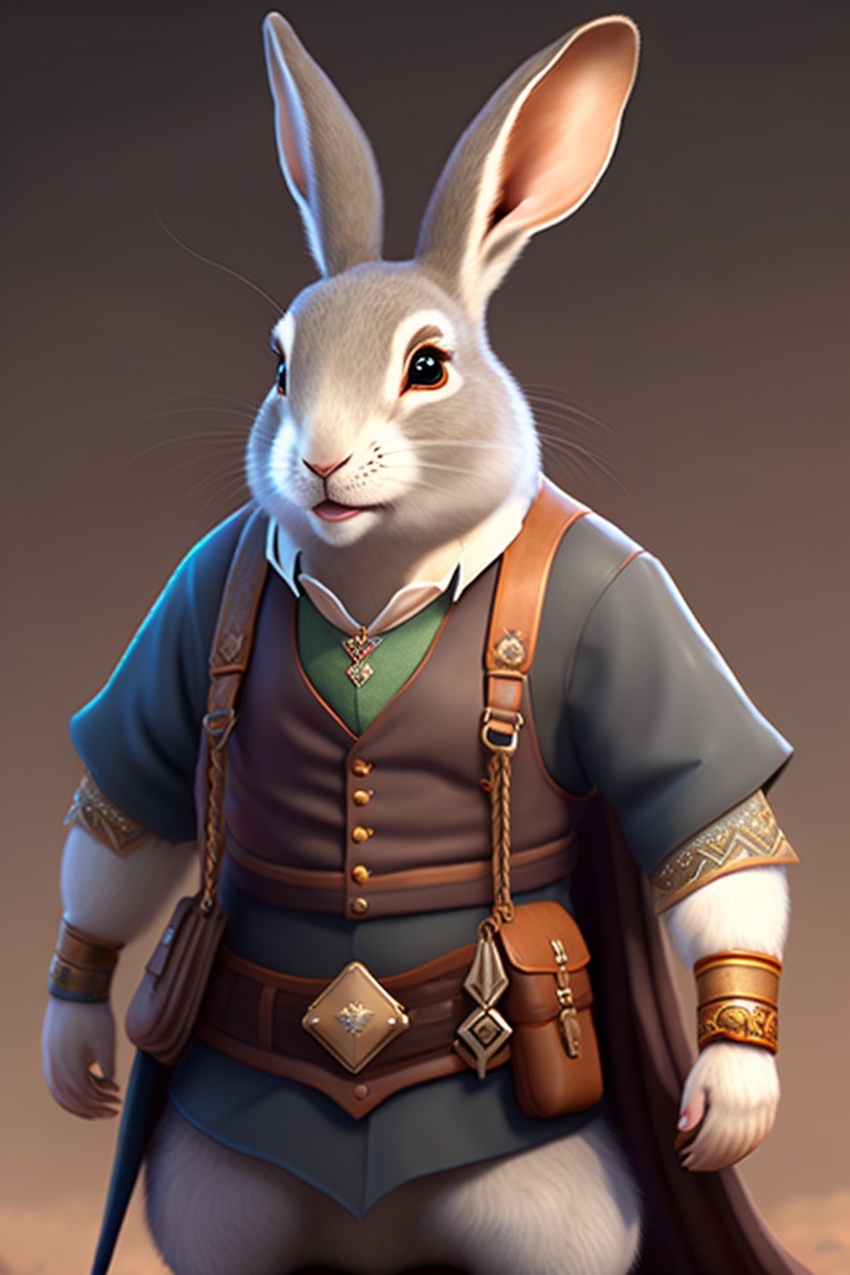 Lexica - A wild west grey rabbit folk druid with suspenders, a double ...