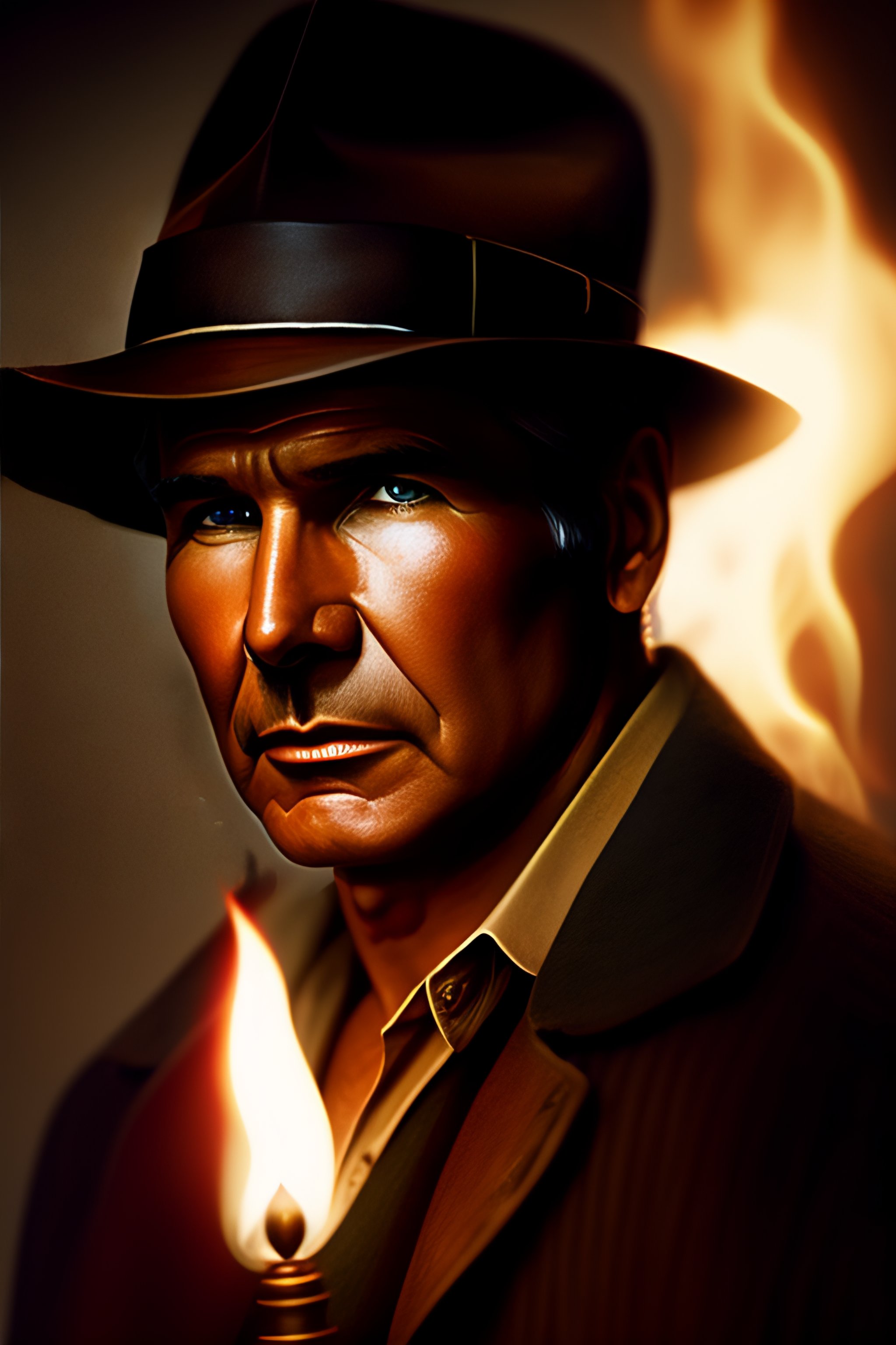 Lexica - Medium shot photo of Harrison Ford as Indiana Jones, holding ...