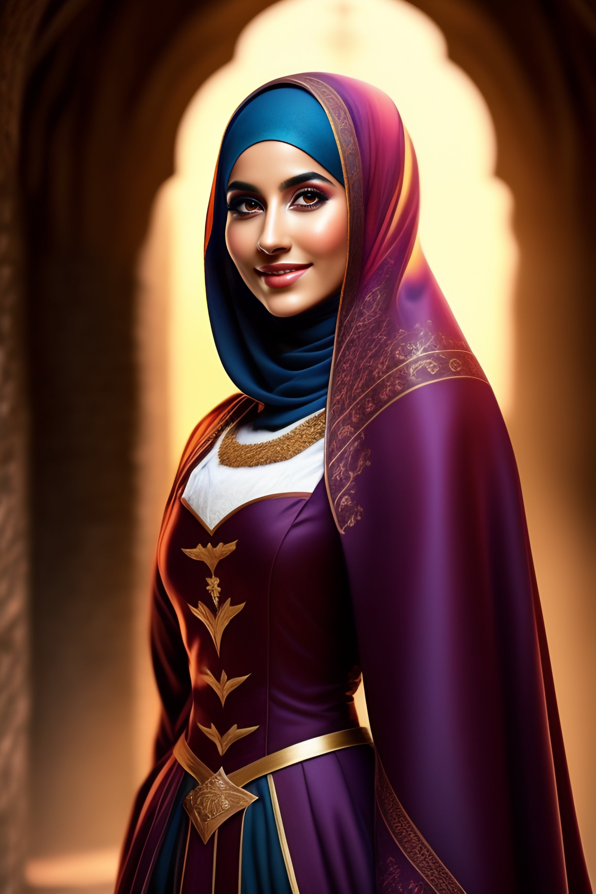 Lexica - Cute hijab girl in medieval mage clothing