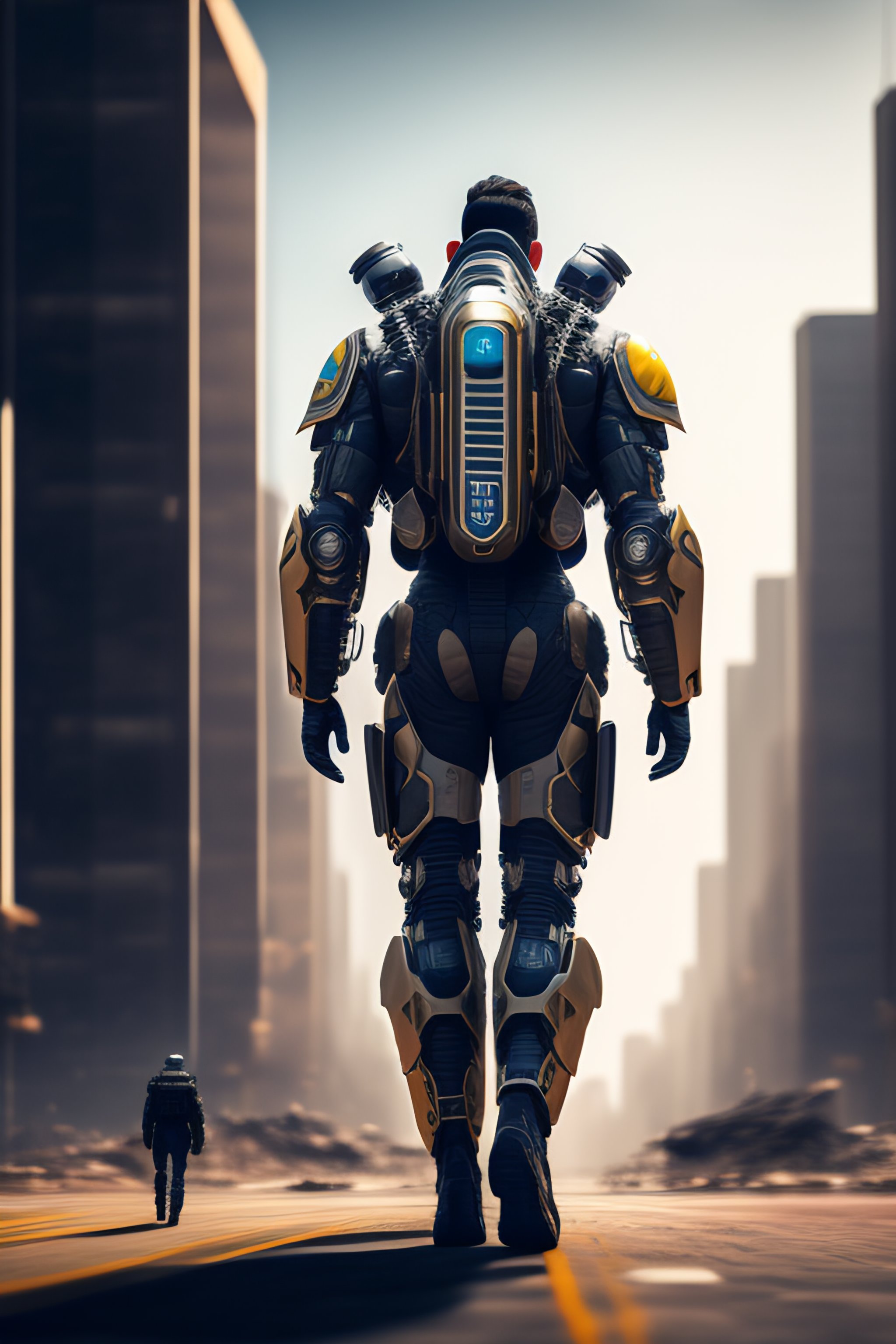 Lexica - Photorealistic man inside of a exoskeleton suit mech wearing a ...