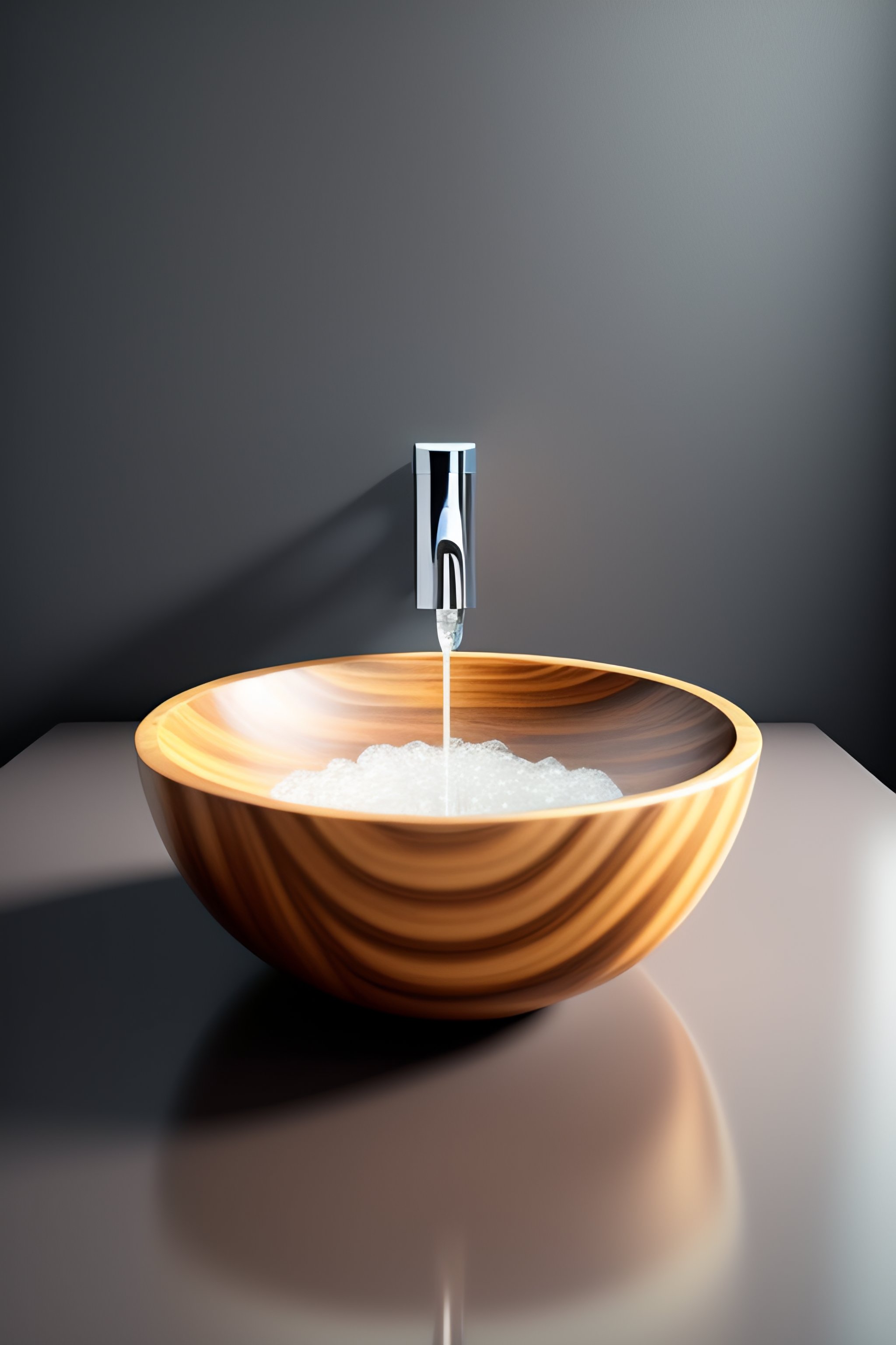 Lexica - Futuristic wooden basin, water droplet