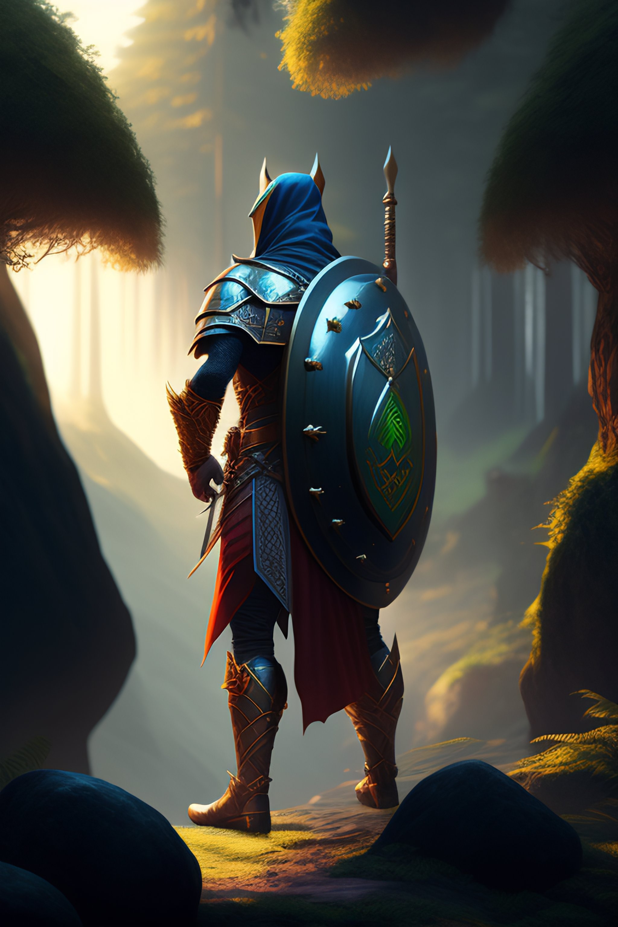 Lexica - Lizzard warrior holding huge shield, is a lizzard, forest ...