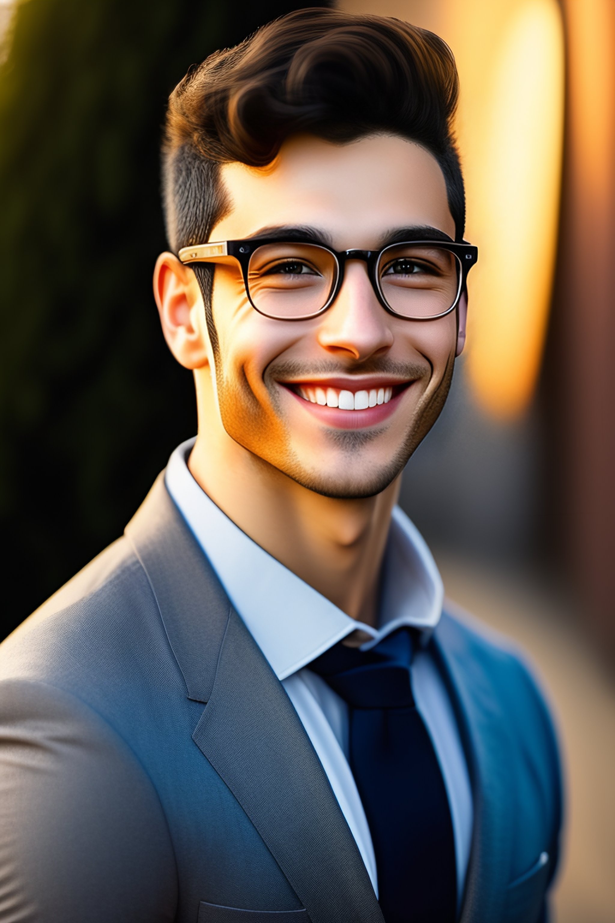 Lexica - A close up of a person wearing glasses, jewish young man with ...