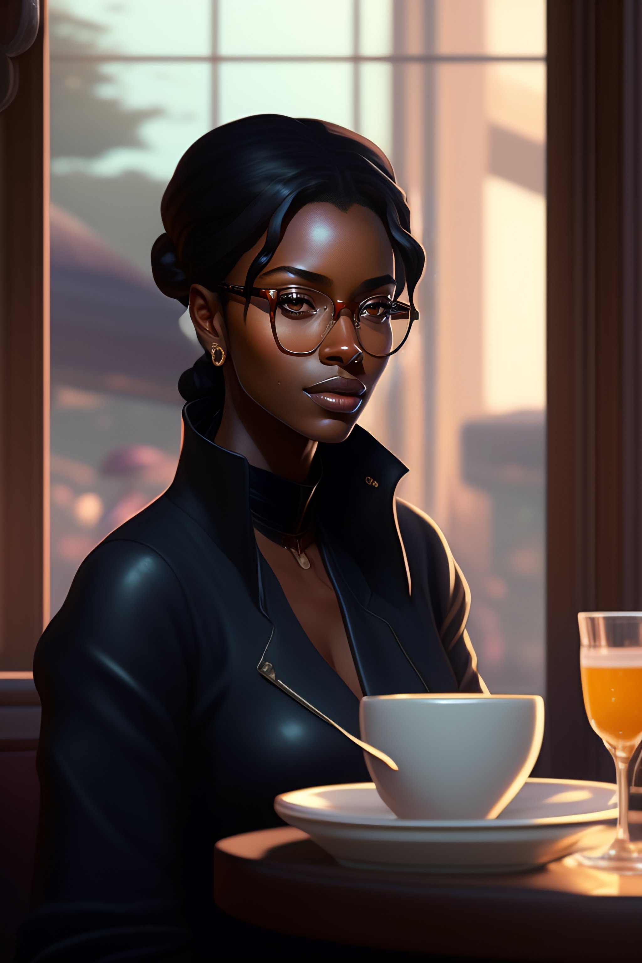 Lexica - Saucy dark skinned girl in blouse black braids black wayfarer ...