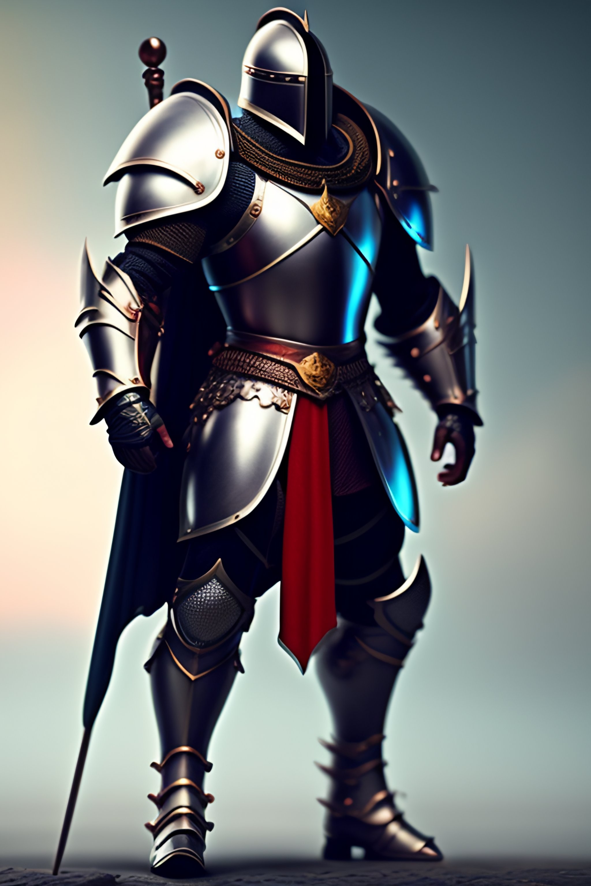 Lexica - Medieval knight with futuristic armor and electronic gadgets