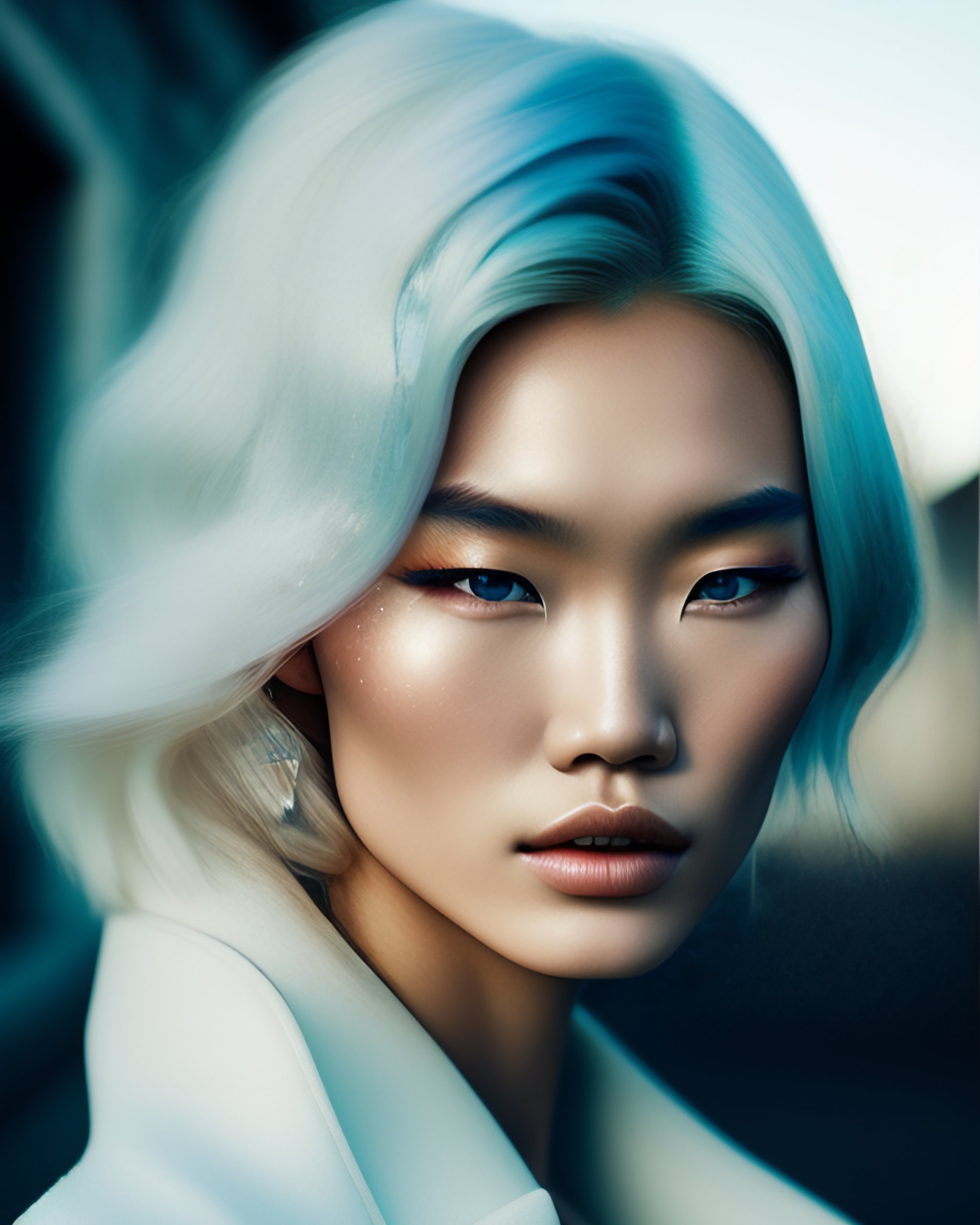 Lexica - Portrait of haute couture beautiful blond Asian fashion model ...