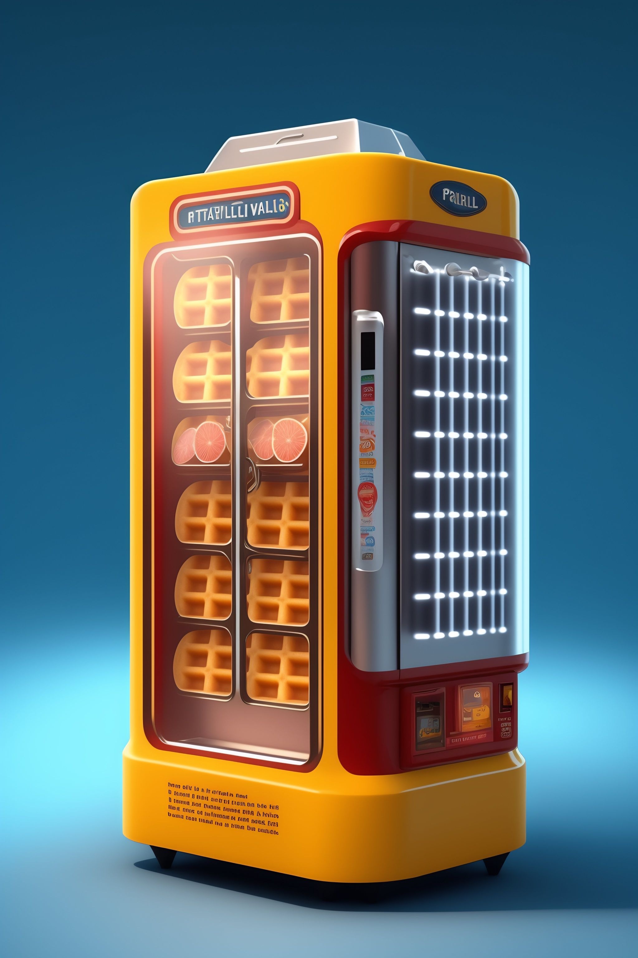 Lexica - A waffle vending machine, cute. Concept art illustration