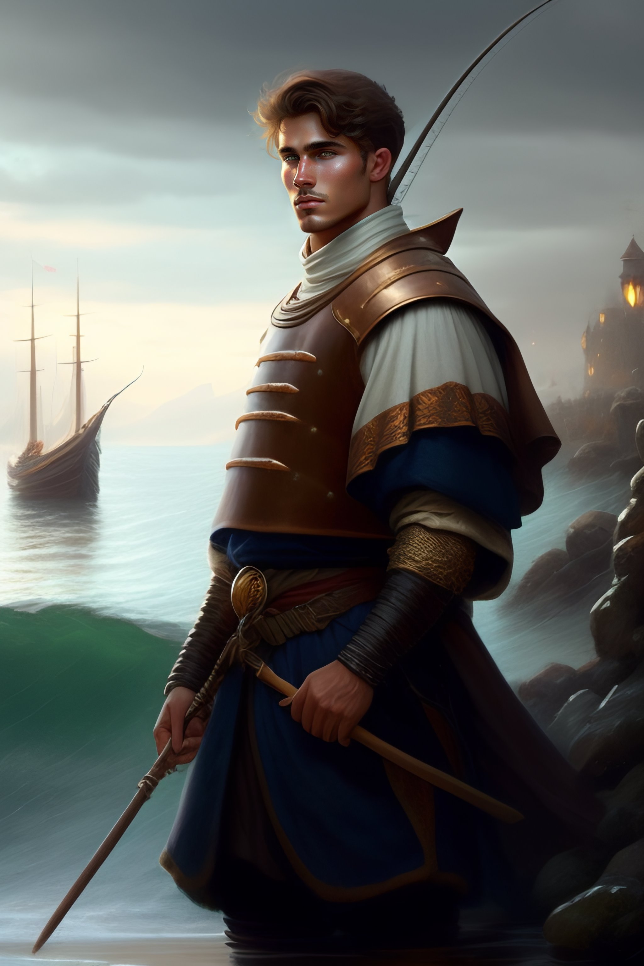 Lexica - Handsome medieval young fisherman, greg rutkowski