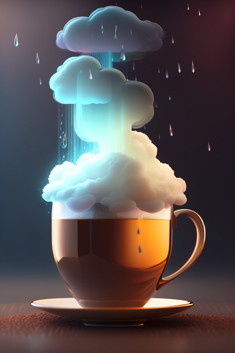 Lexica - Rain from a cloud in a cup of coffee, 8K