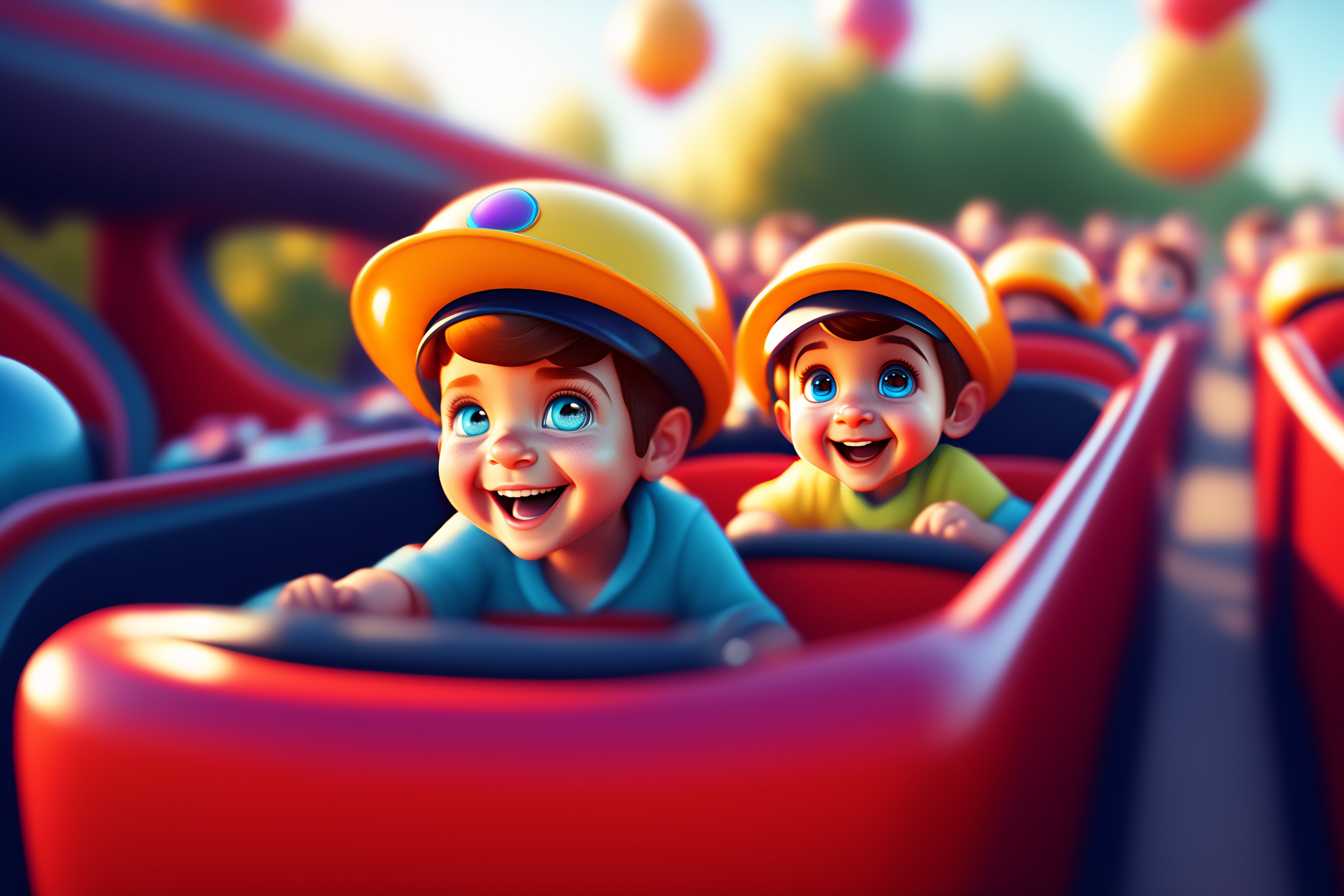 Lexica - Pixar animation style Children on a rollercoaster, rendered ...