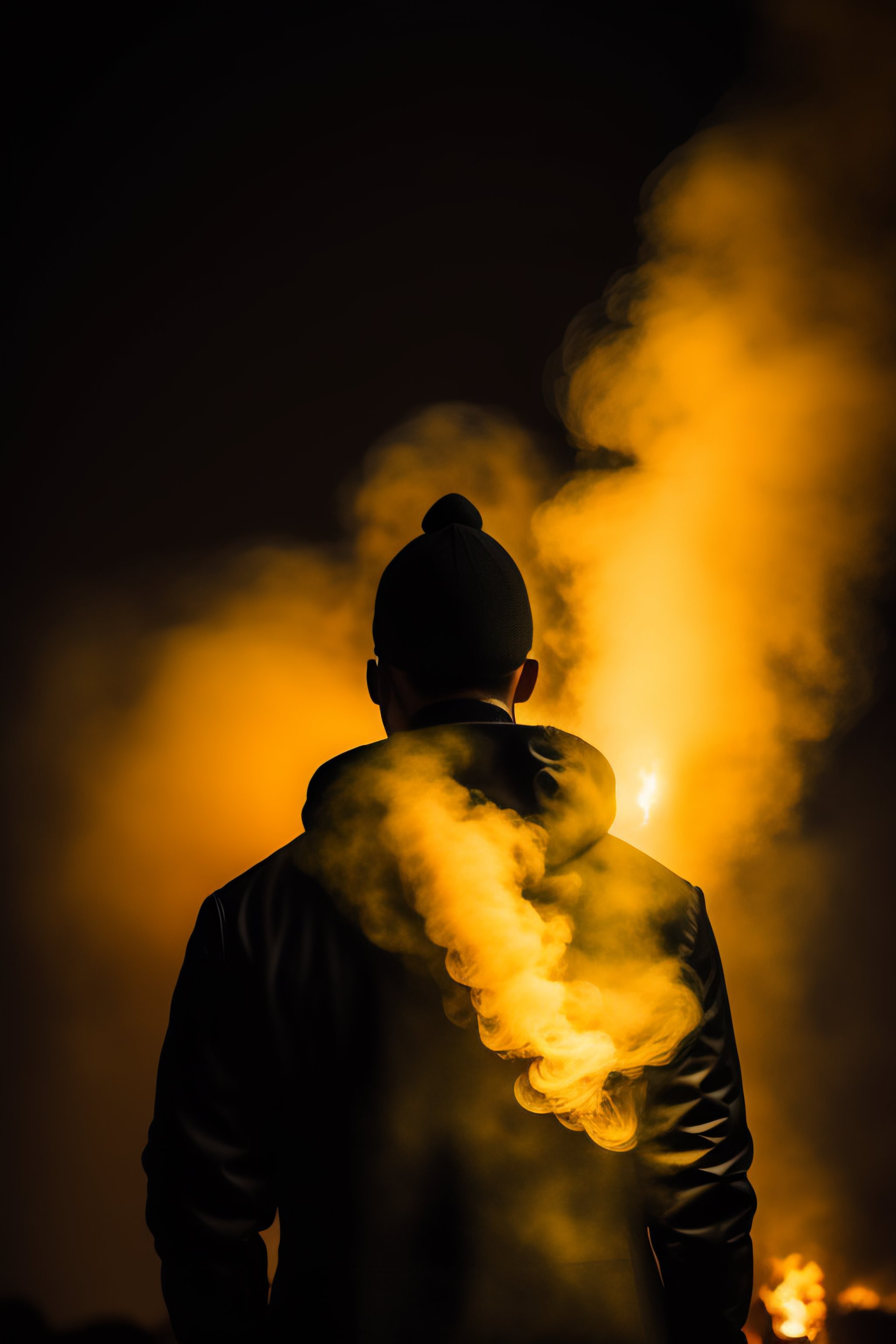 Lexica - Silhouette of three gangster men, in black place, with light ...