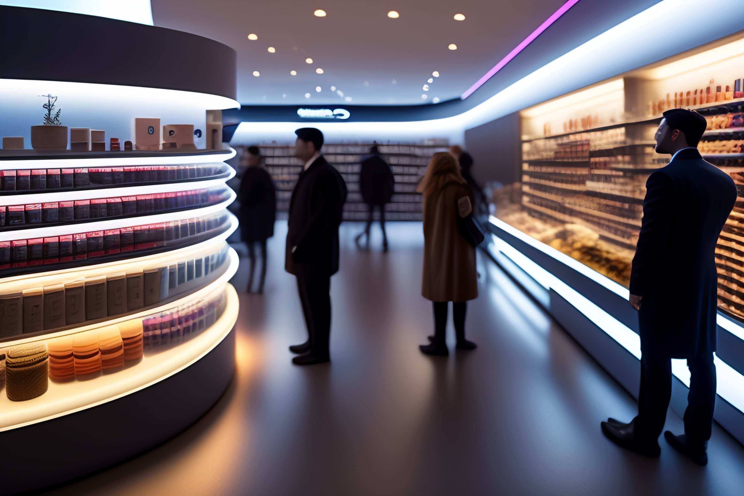 Lexica - A futuristic store with electronic products, holograms of ...