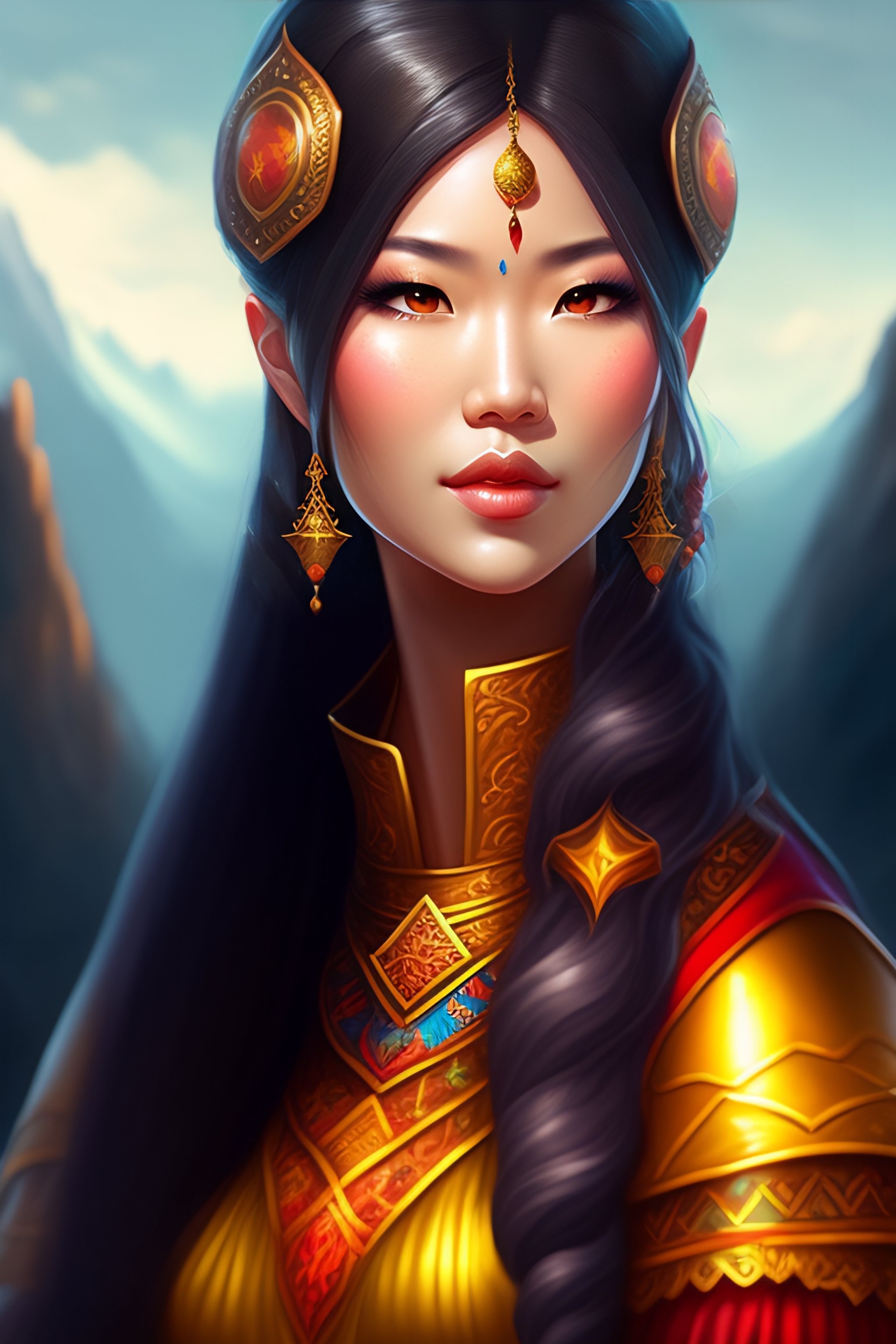 Lexica - Fantasy Portrait Kazakh girl, custom character art, Dnd ...