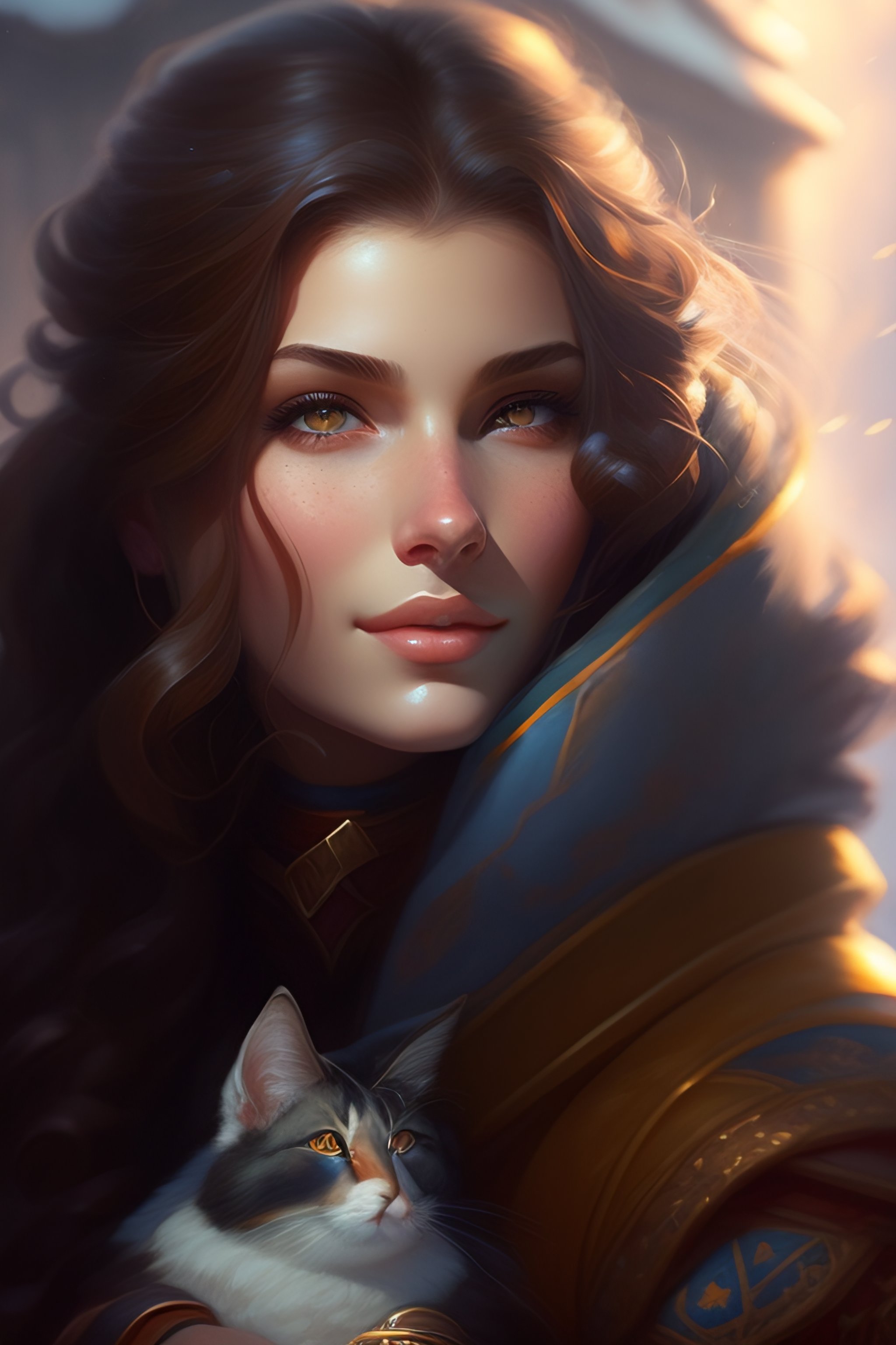 Lexica - A detailed portrait of a cute Ukrainian brunette girl hugging ...