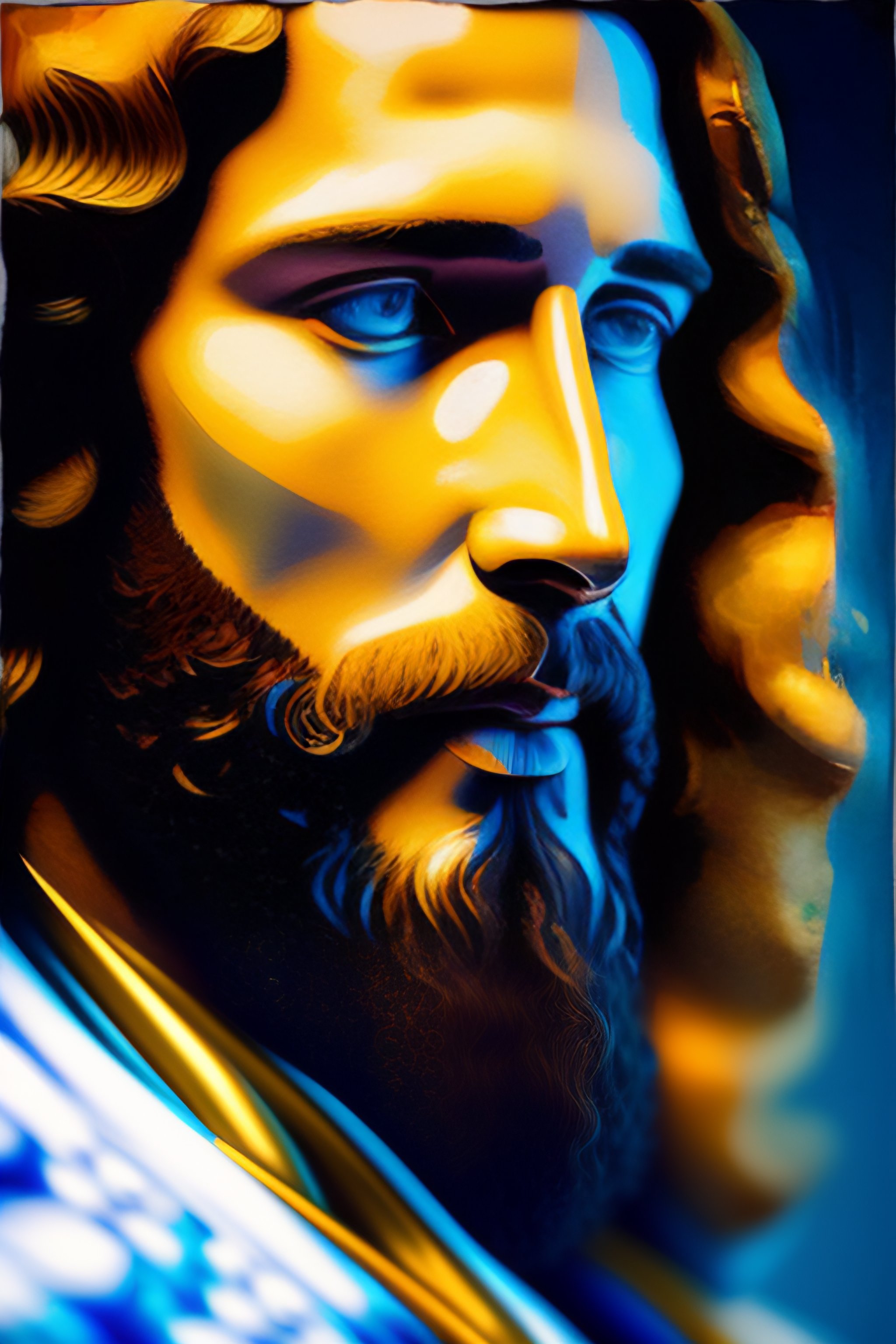 Lexica - A portrait of Jesus blue, white and yellow manl, highly ...