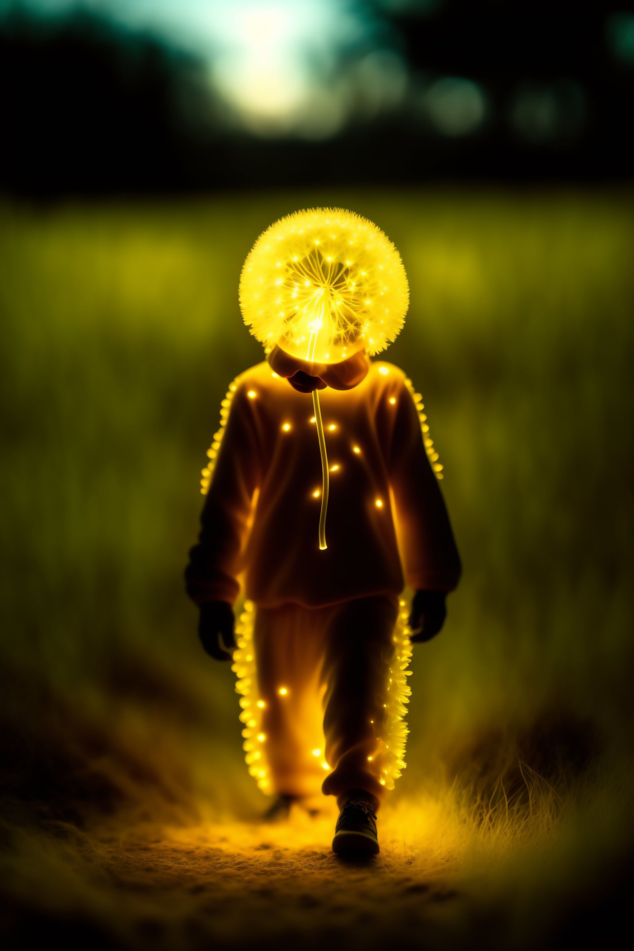 Lexica - Glowing luminescent dandelion humanoid figure monster