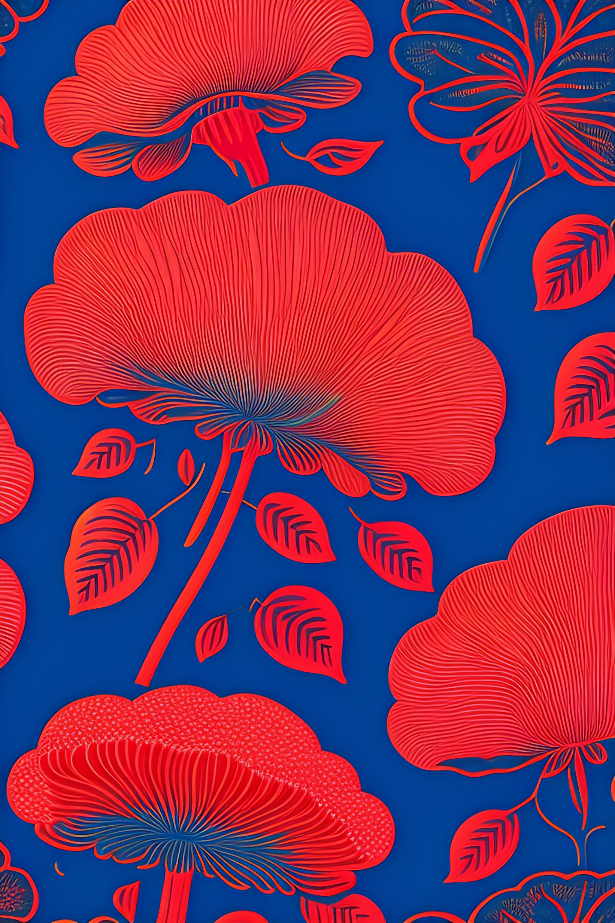 Lexica - Vintage ornate mushroom and foliage wallpaper risograph print ...