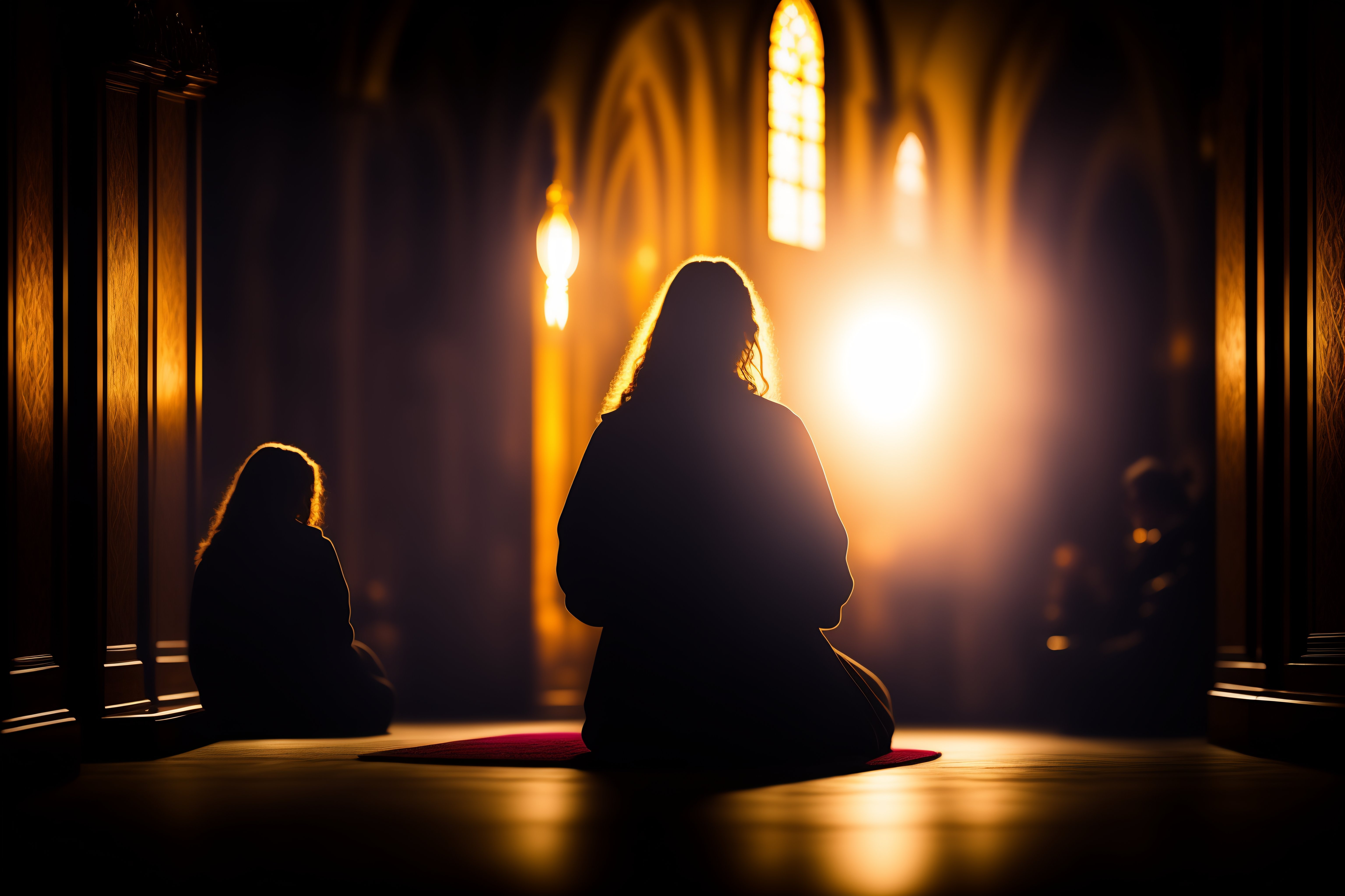 Lexica - Ultra hd! editorial, photo of a woman praying in a church in ...