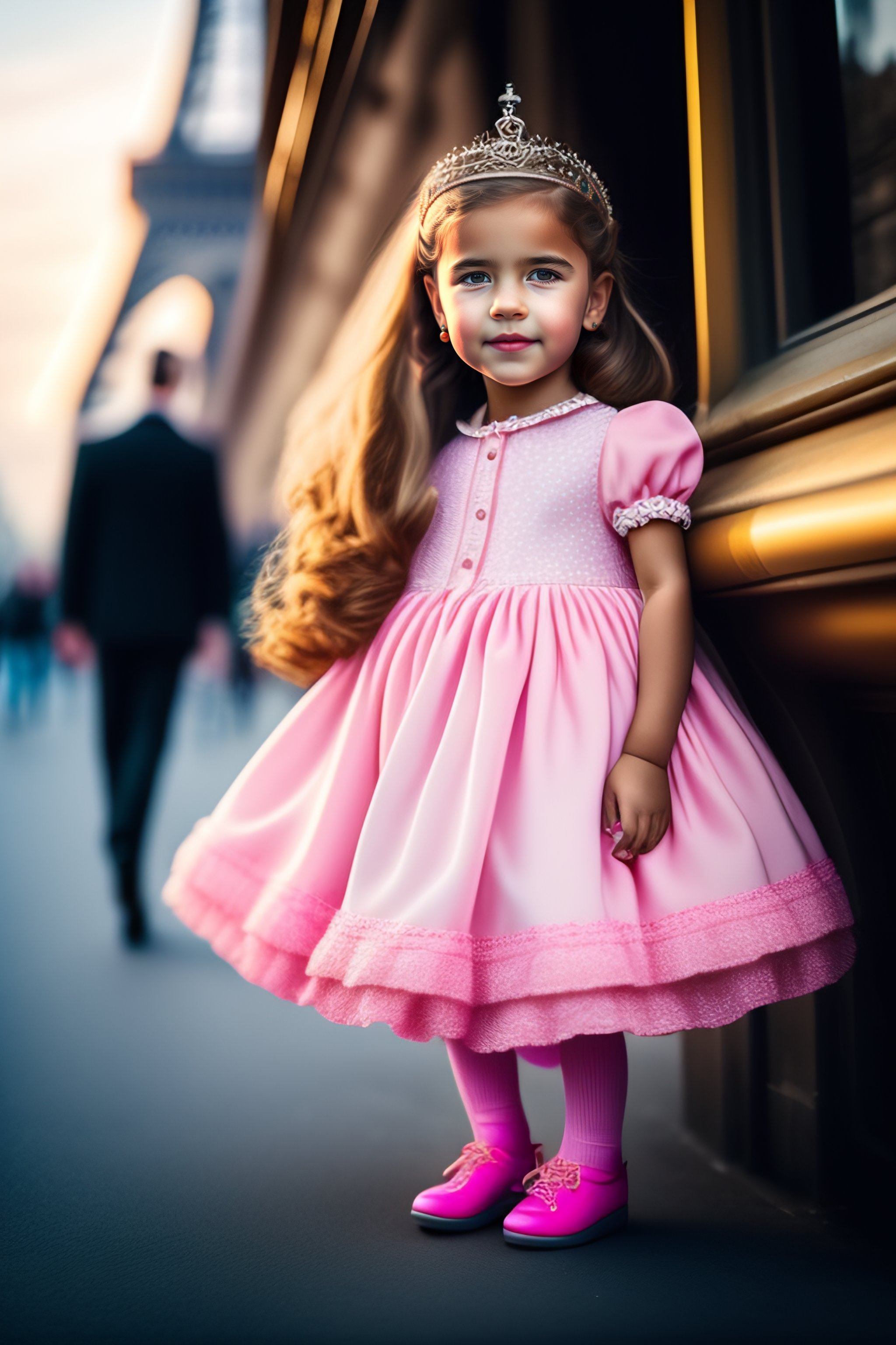 Lexica - Sweet girl with a pink princess dress and a dolls in the hand ...