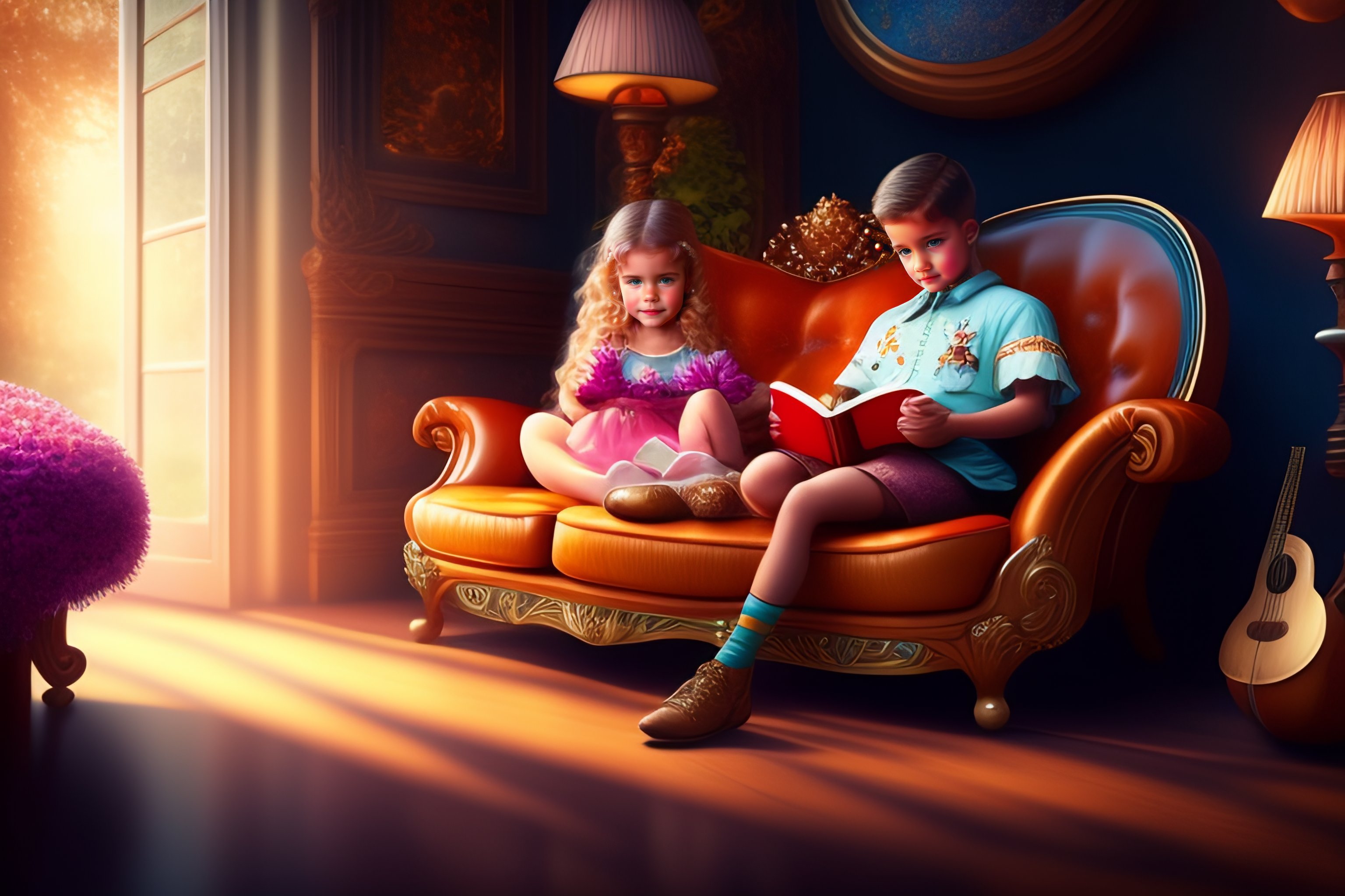 Lexica - Fairy ding ding in disney stile sitting on the sofa reading a book