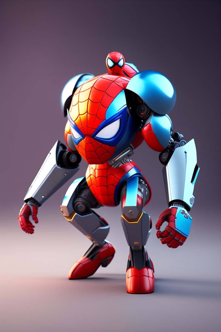 Lexica - 3d render robot with spiderman look, with wheel as leg, white ...