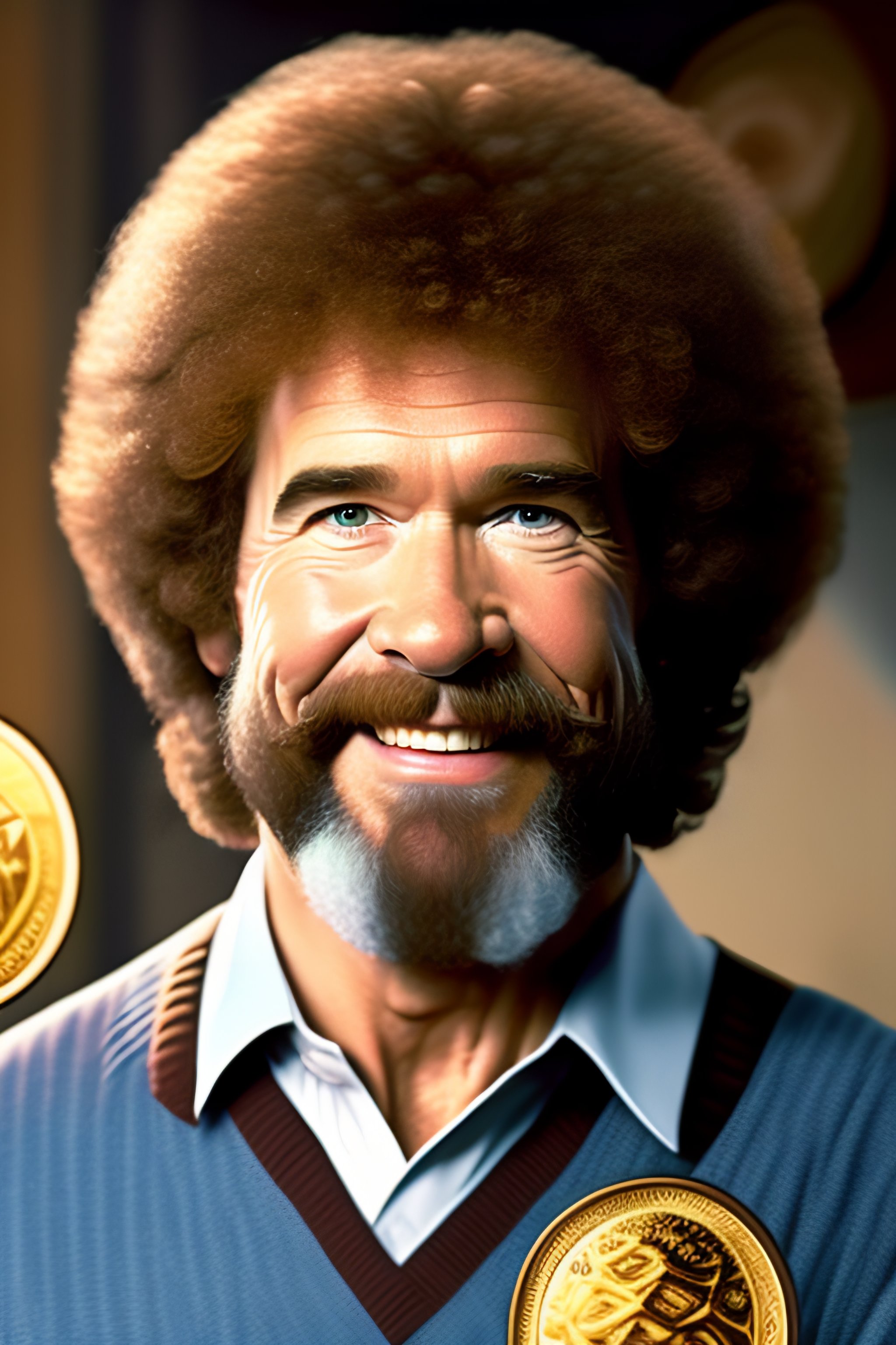 Lexica - Hyper-realistic, bob ross with circular wrinkles around his ...