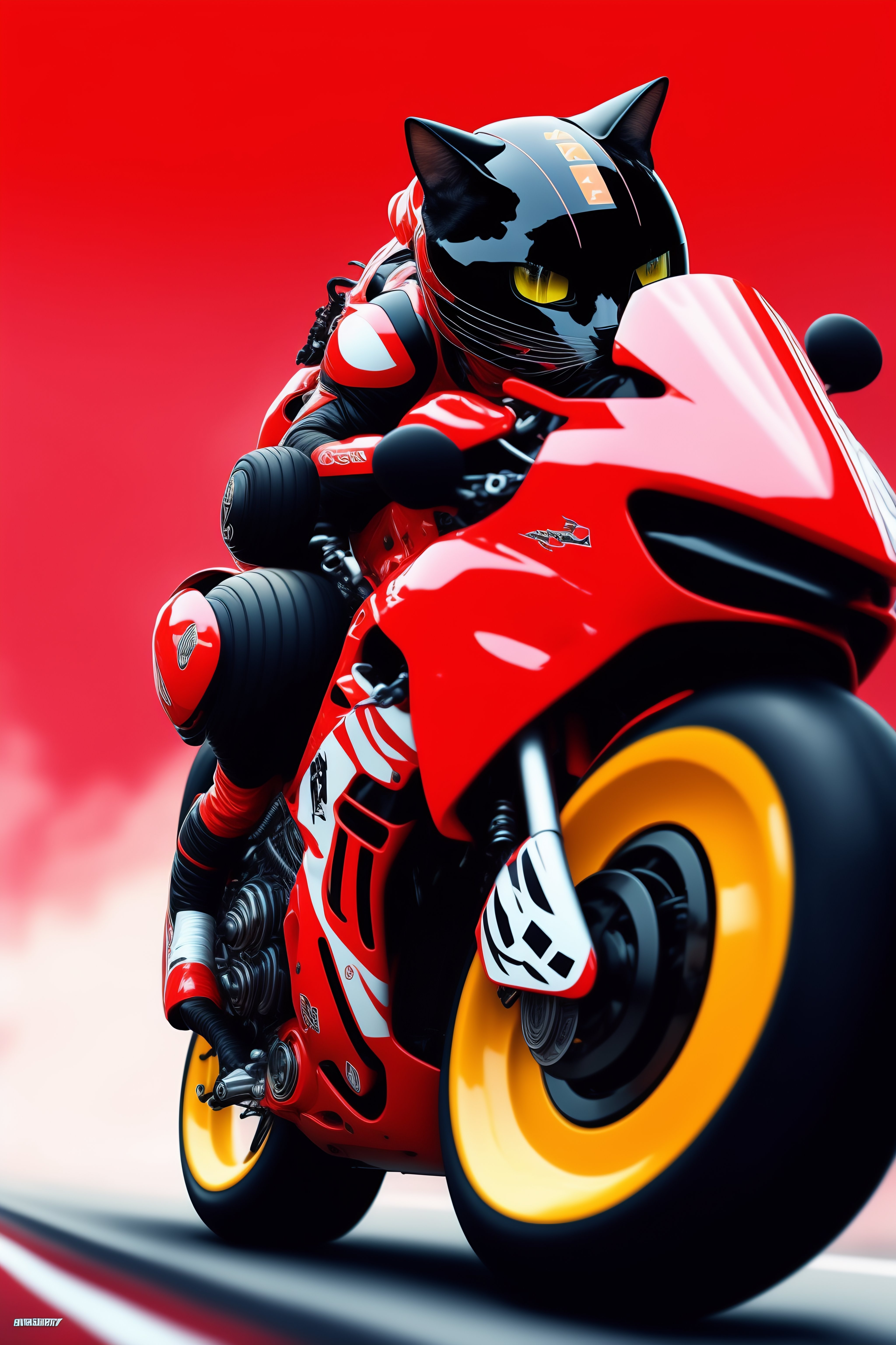 Lexica - Cat driving akira motorbike drifting in anime style